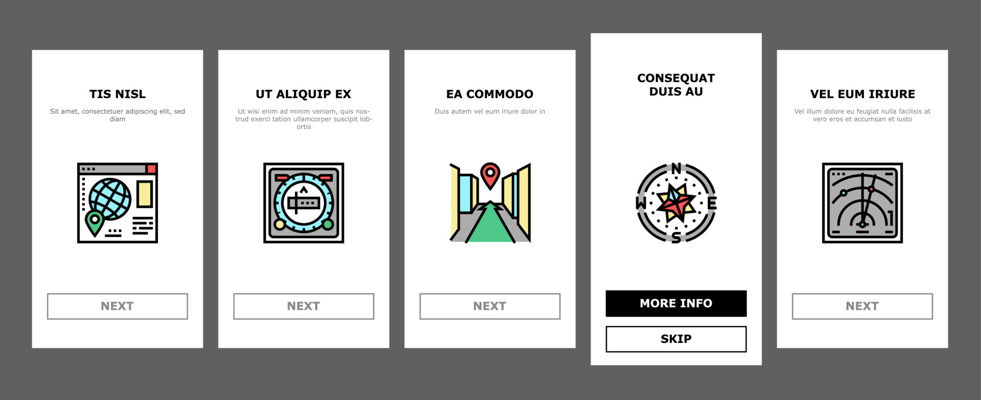 Map Location System Onboarding Icons Set Vector 9871330 Vector Art At