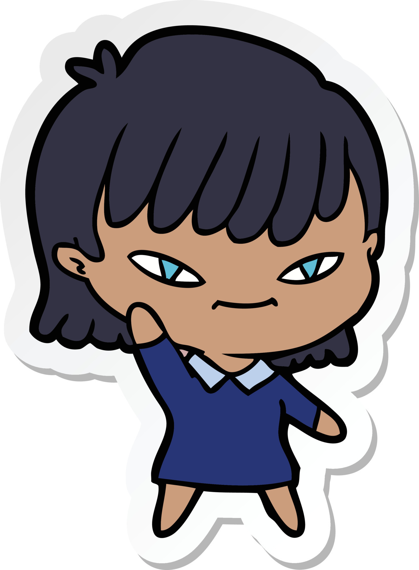 sticker of a cartoon woman 9872222 Vector Art at Vecteezy