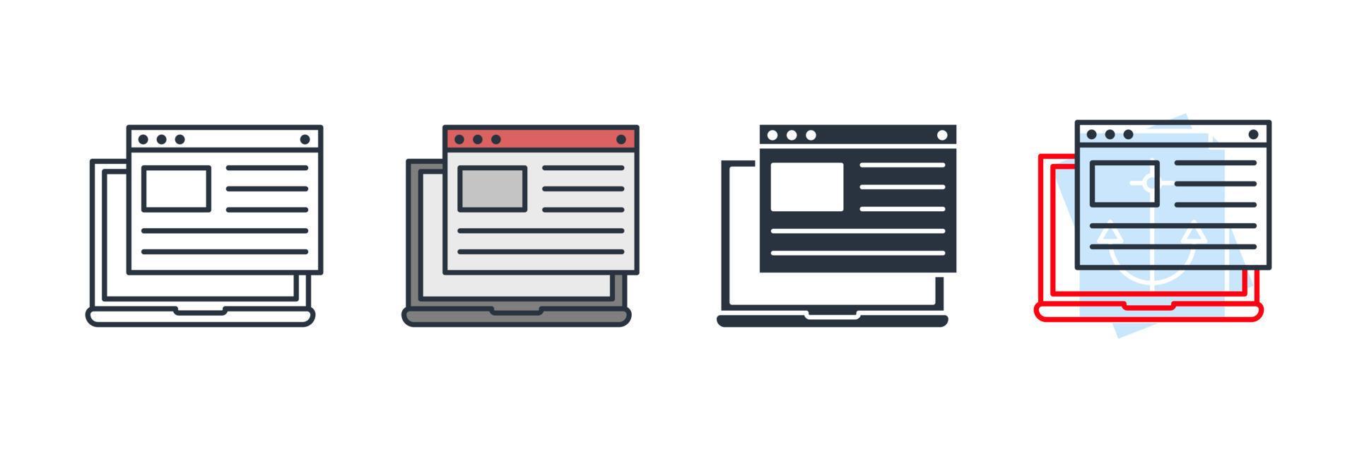 landing page icon logo vector illustration. website wire frame ...