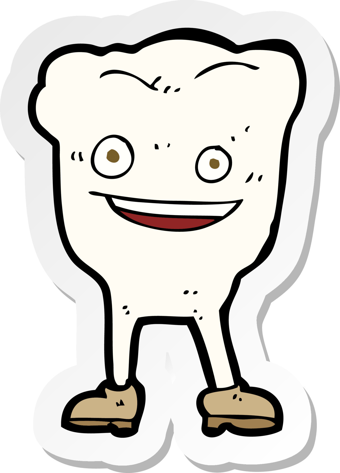 Sticker Of A Cartoon Happy Tooth Character 9872683 Vector Art At Vecteezy