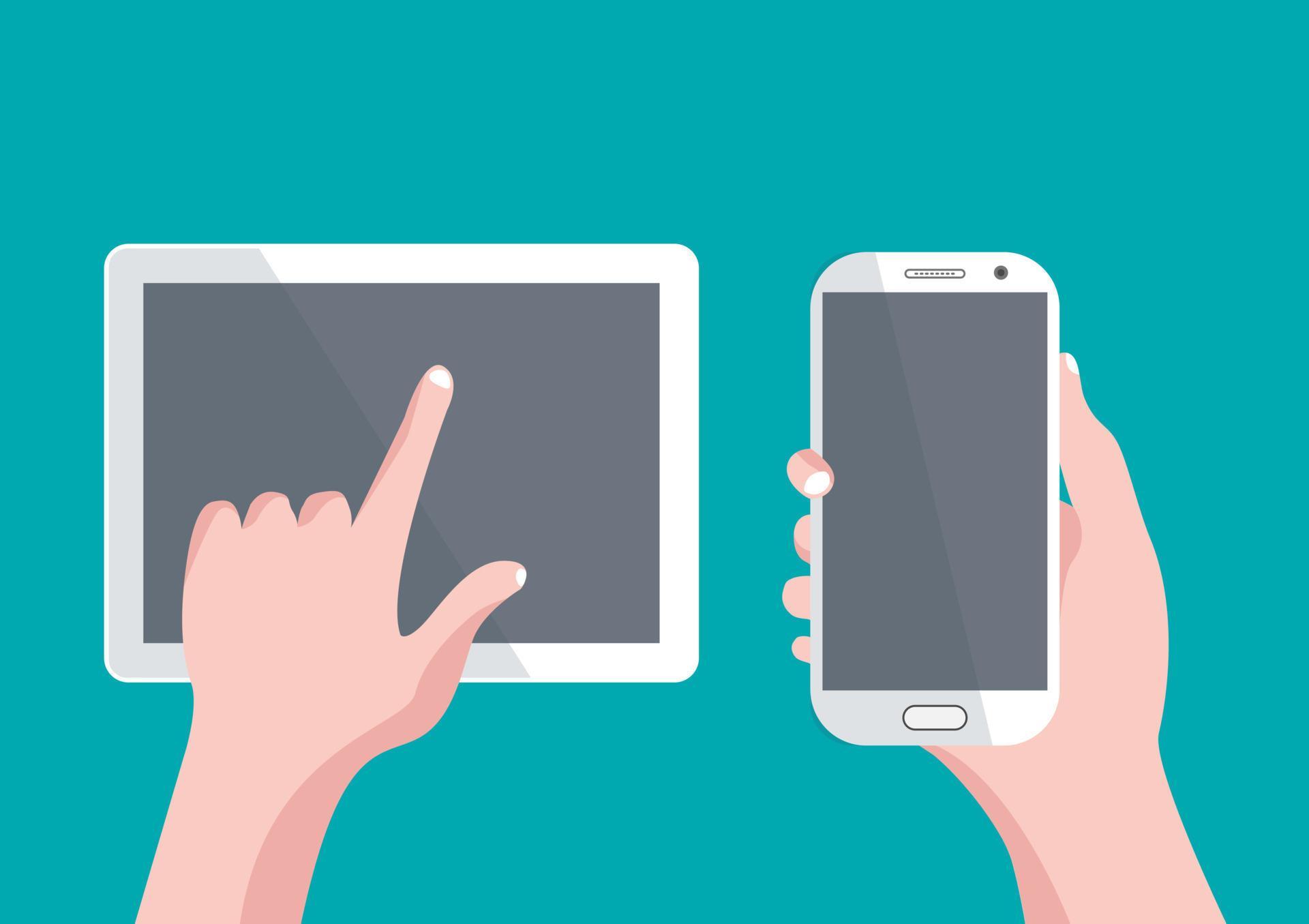 Smartphone Tablet Touchscreen Display Holding In Hand Technology Device ...