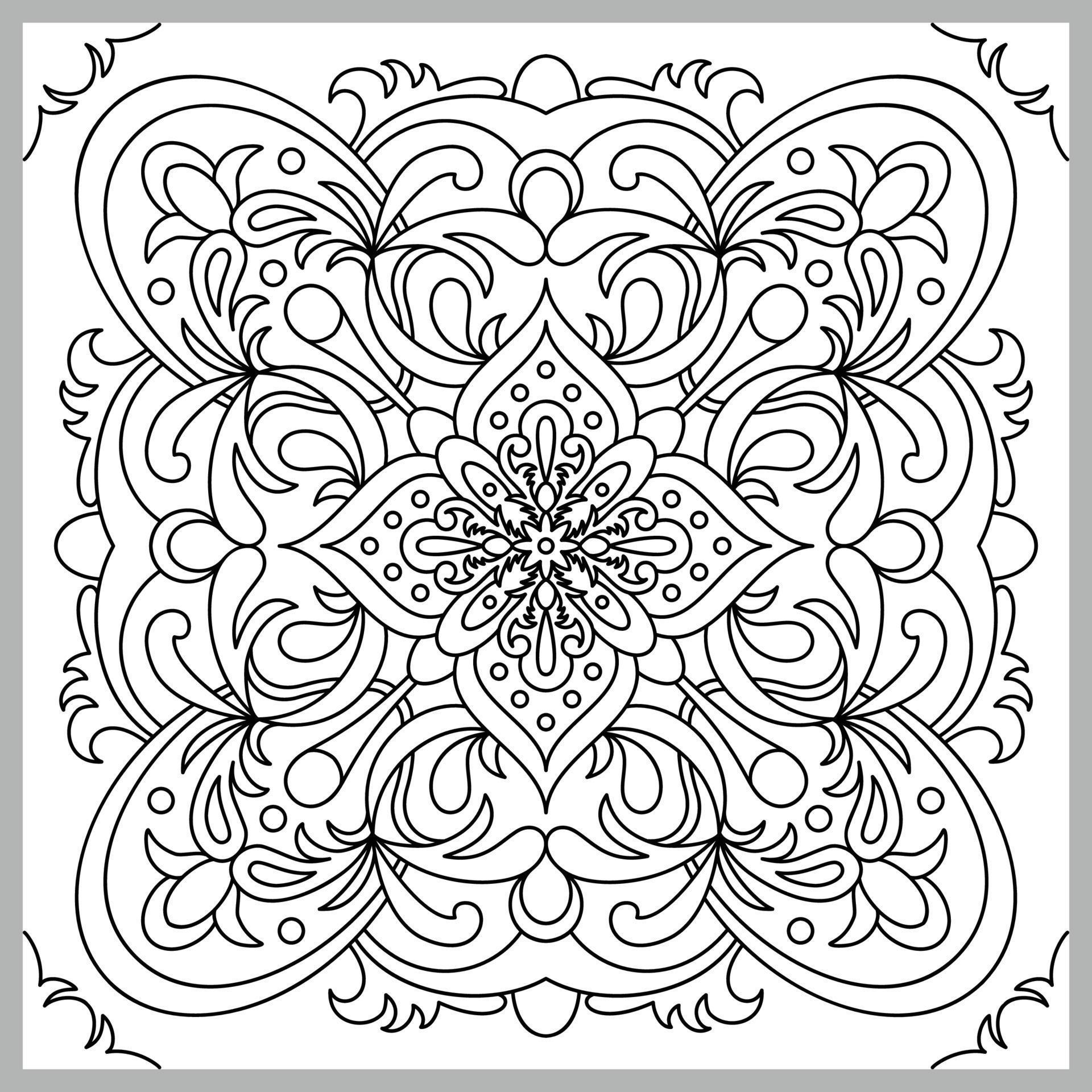 Vector decorative ornament. Tile pattern. Coloring page. Linear art ...