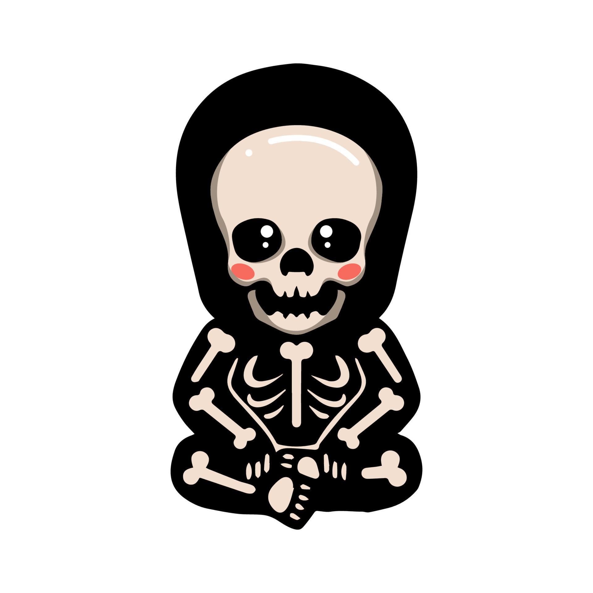 Cute halloween skeleton cartoon sitting 9876940 Vector Art at Vecteezy