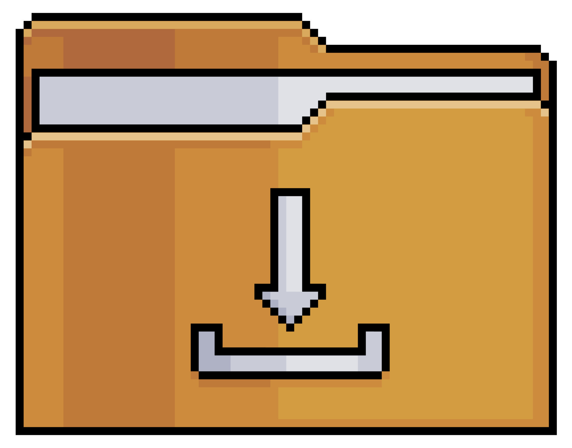 icono de vector de carpeta de descargas de pixel art para juego de 8 bits sobre fondo blanco ...