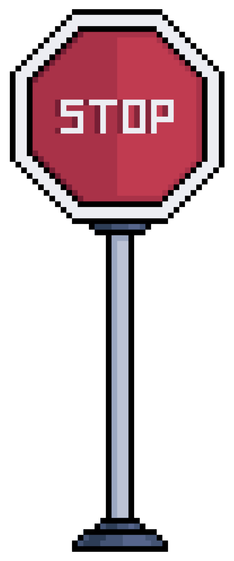 Pixel art traffic sign stop vector icon for 8bit game on white ... Pixel art traffic sign stop vector icon for 8bit game on white ...
