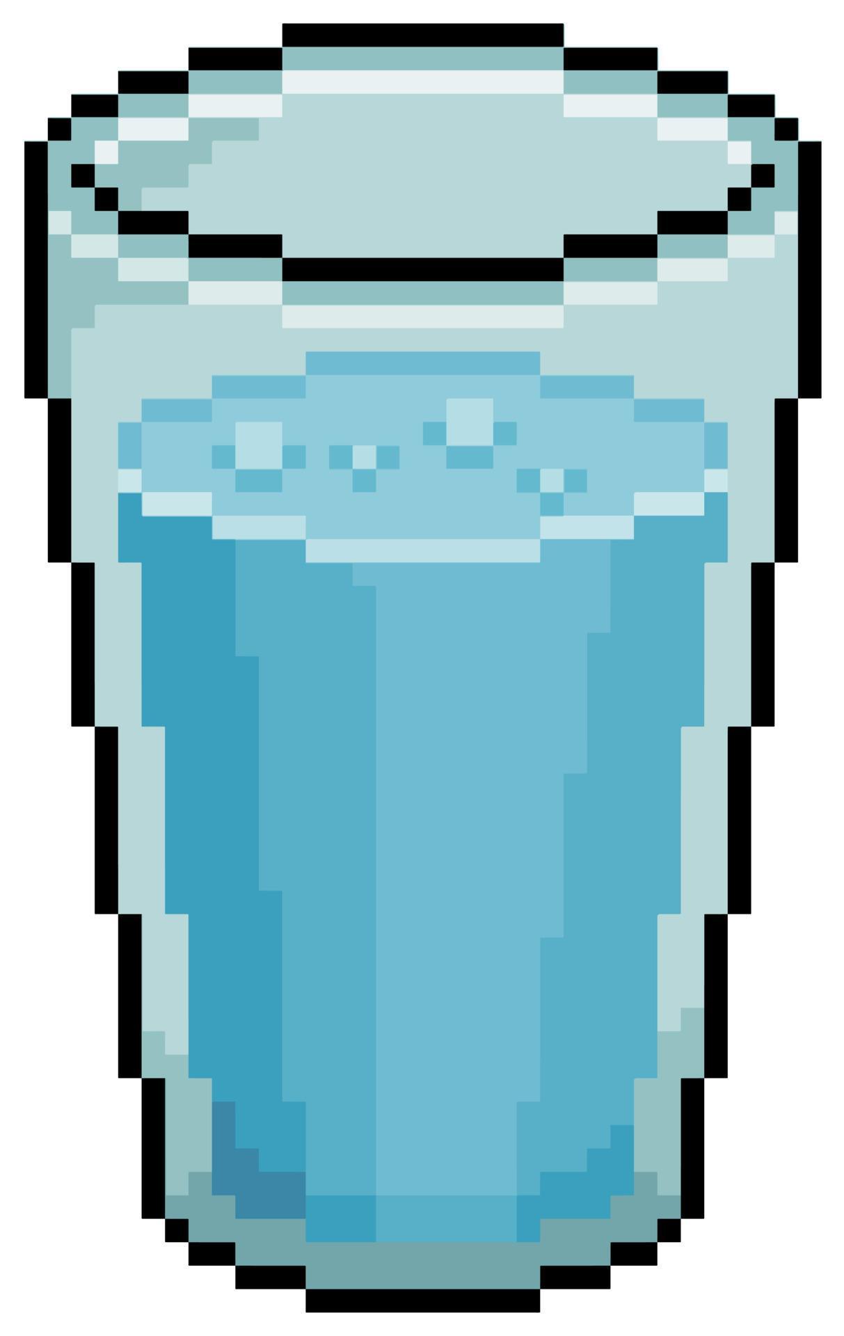 Pixel glass of water vector icon for 8bit game on white background ... Pixel glass of water vector icon for 8bit game on white background ...