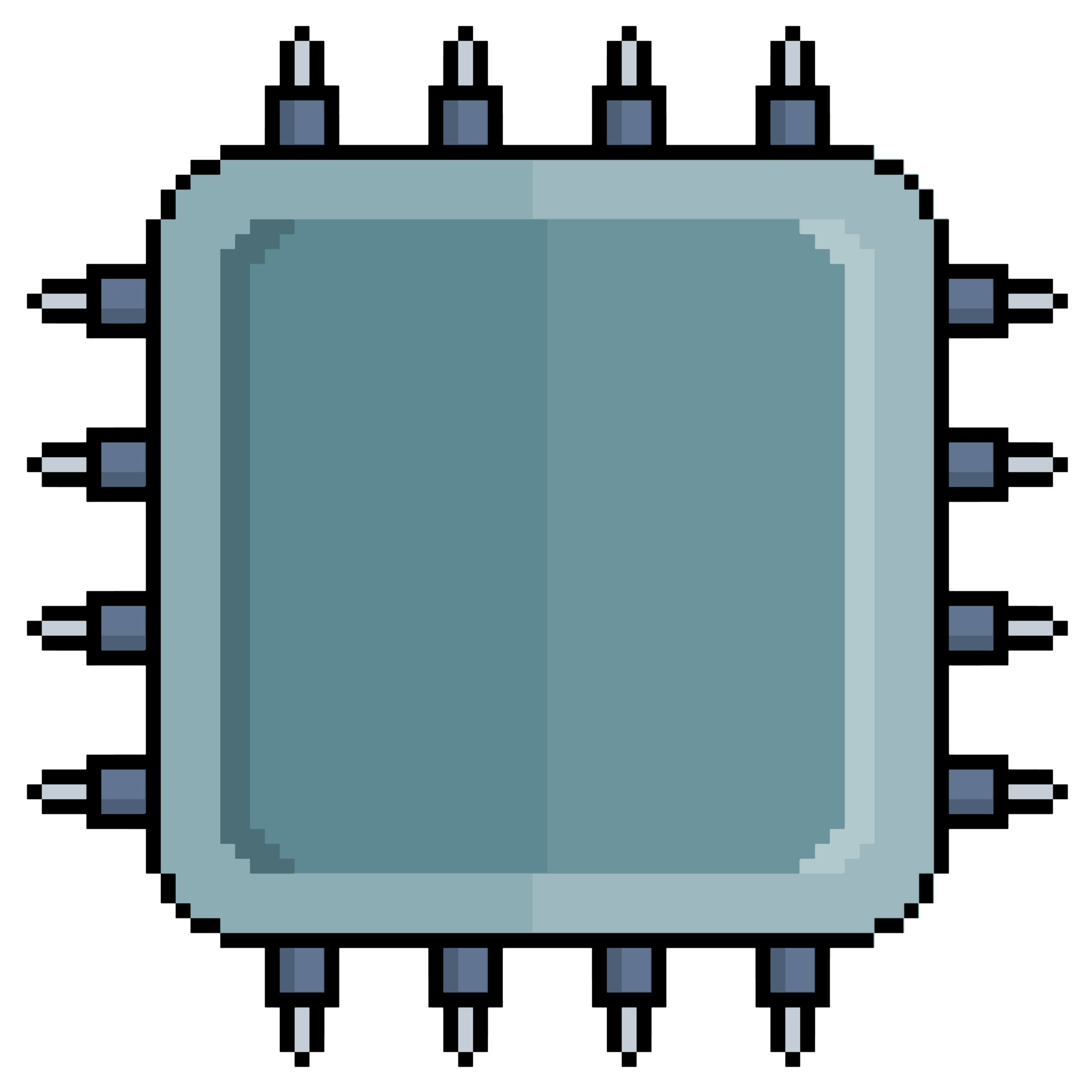 Pixel art processor CPU vector icon for 8bit game on white background ...