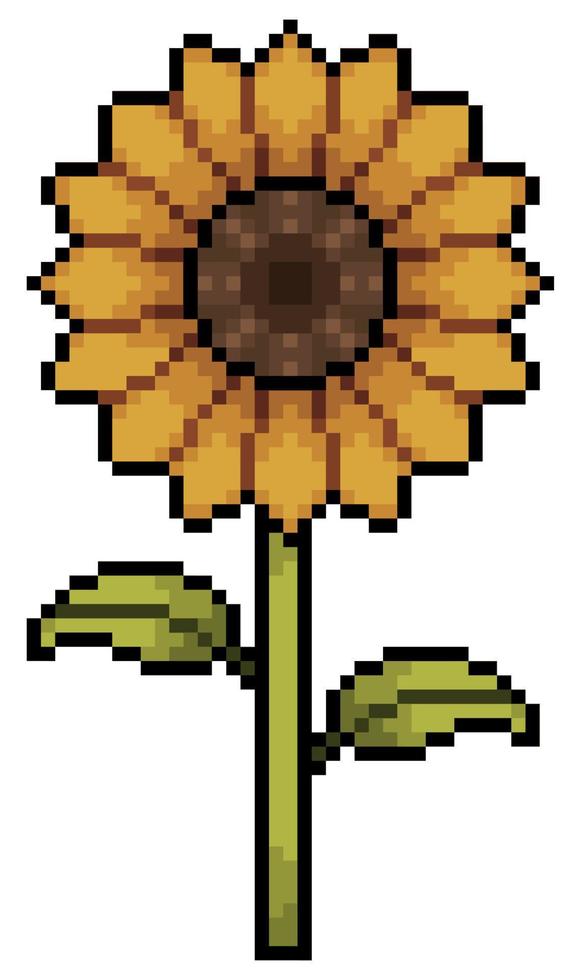 Pixel art sunflower item for 8bit game on white background 9878036 ...