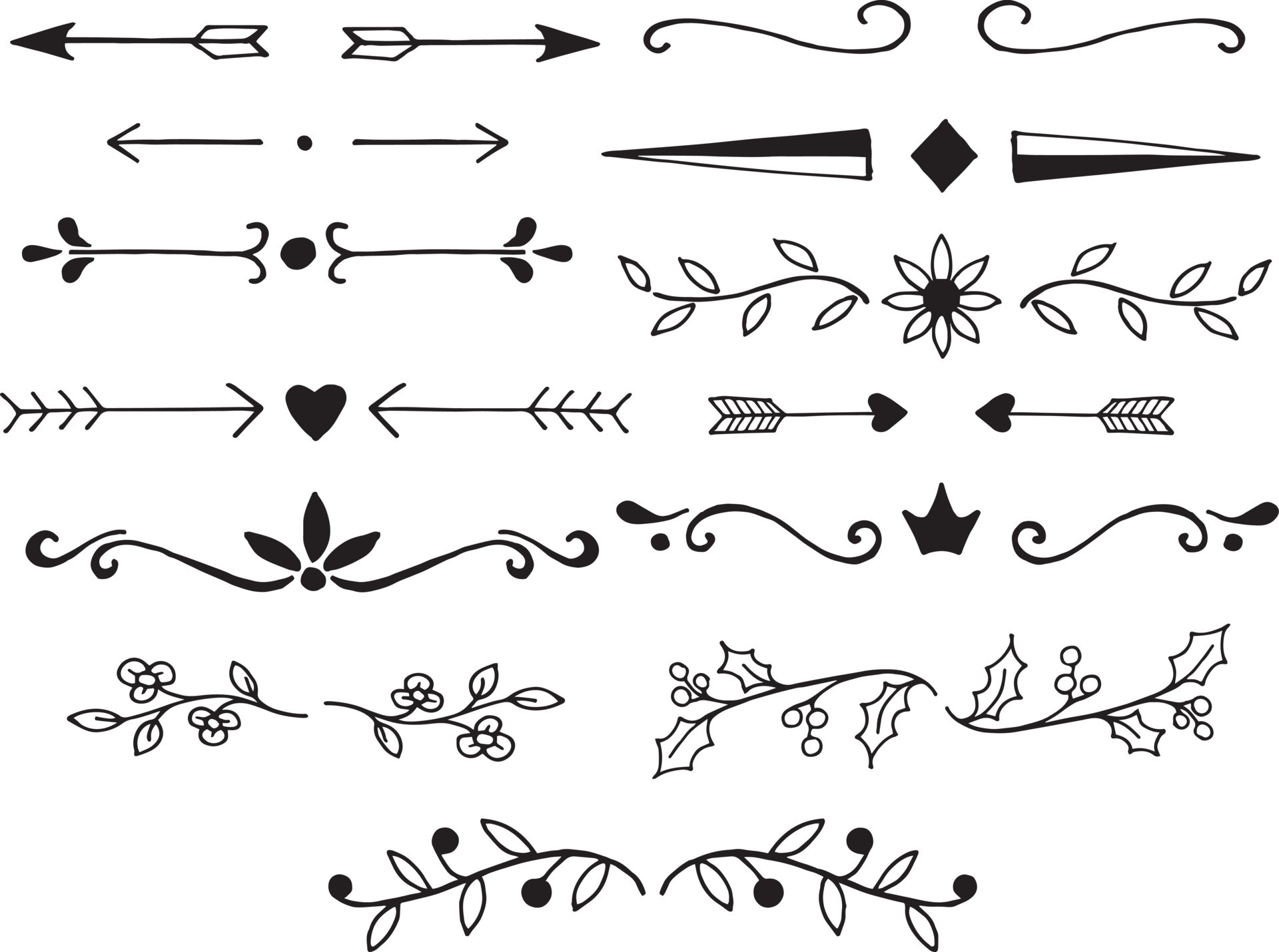 Set of vector vignettes, text dividers. Cute set of text decoration ... Set of vector vignettes, text dividers. Cute set of text decoration ...