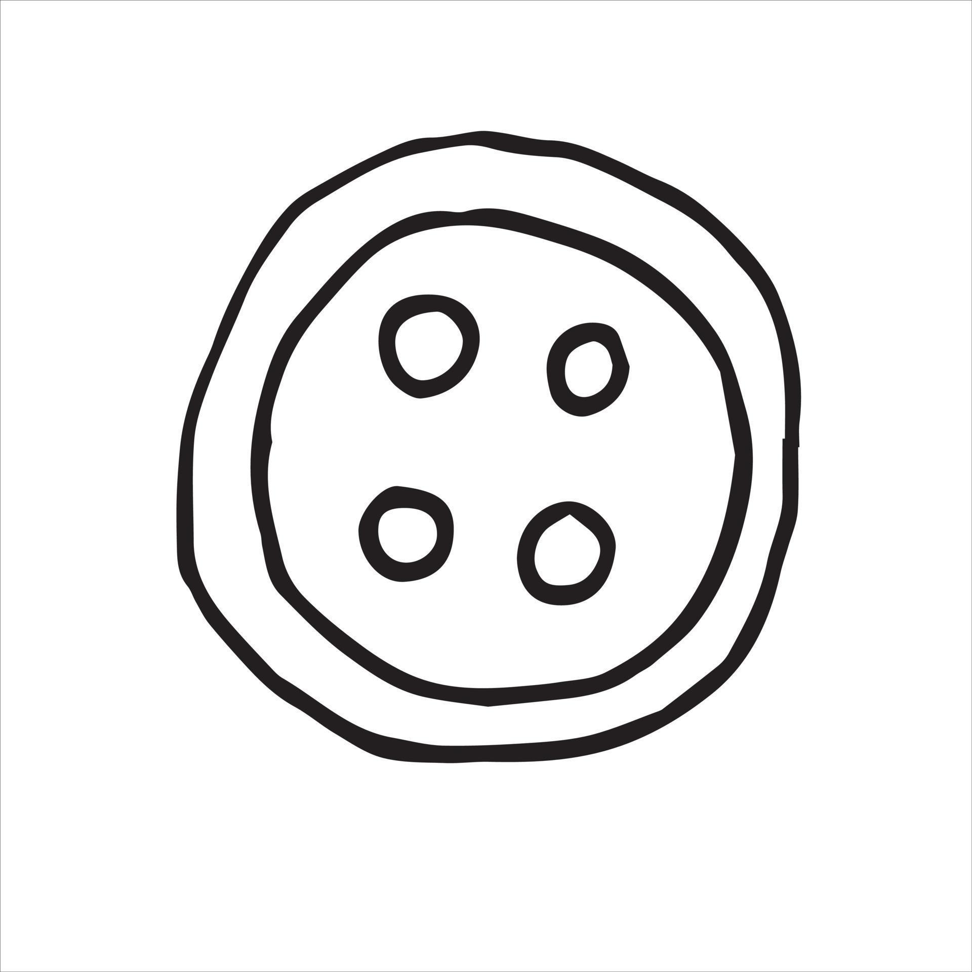 doodle style vector illustration. four-hole sewing button line drawing ...