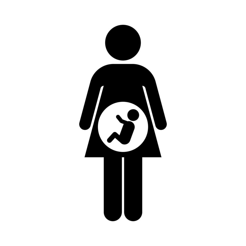 Pregnant Woman Black Vector Icon Isolated On White Background 9883296