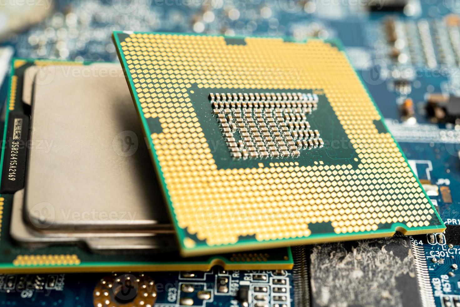 CPU, central processor unit chip Chip on circuit board in PC and laptop ...