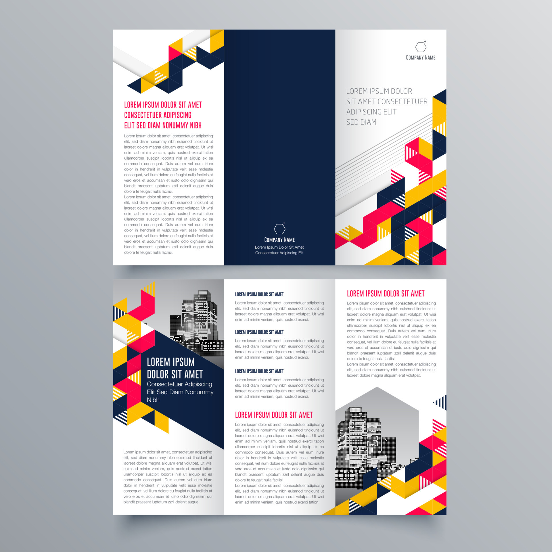 Tri-fold brochure template Minimalistic geometric design for corporate and business. Creative ...