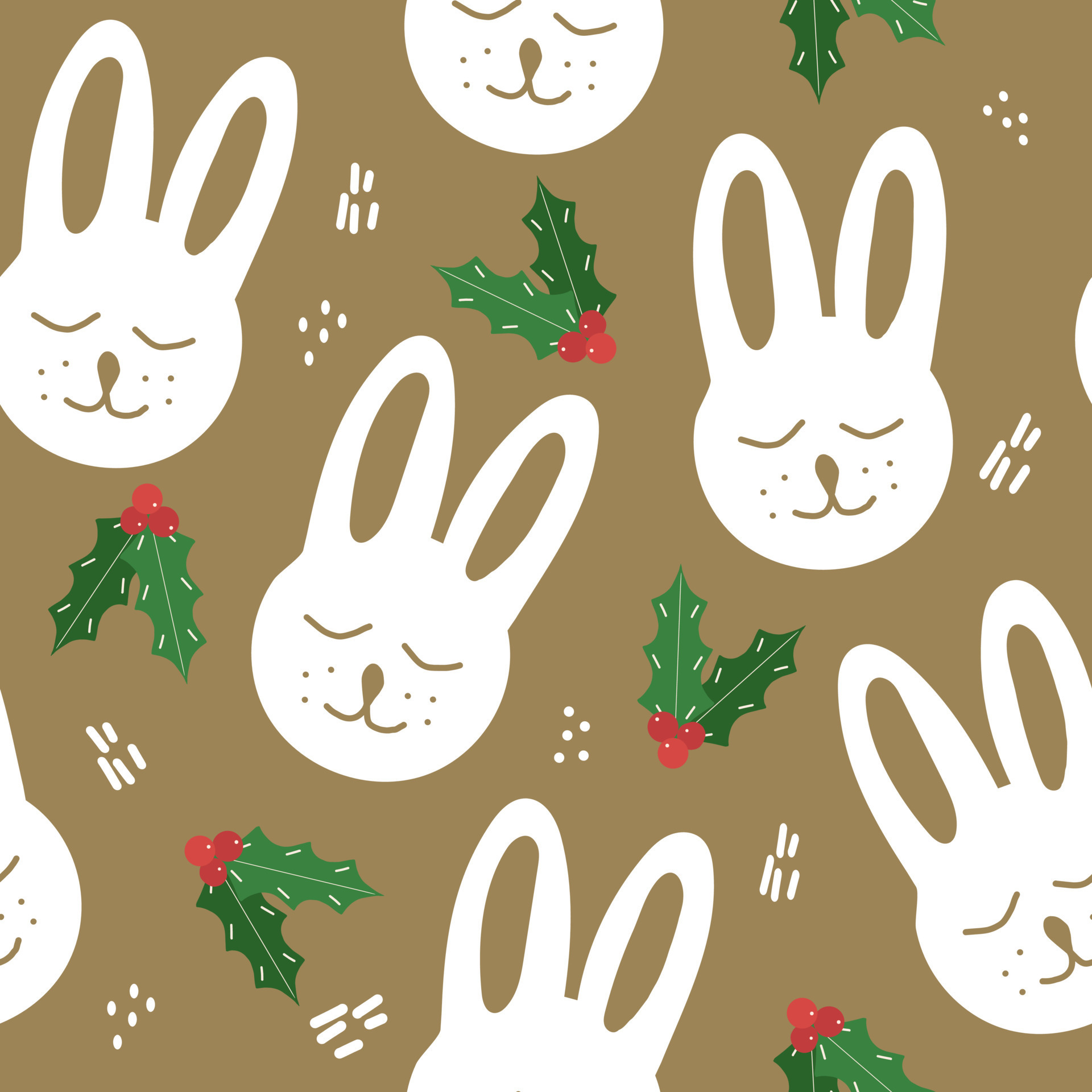 christmas bunny seamless pattern hand drawn. vector, minimalism ...