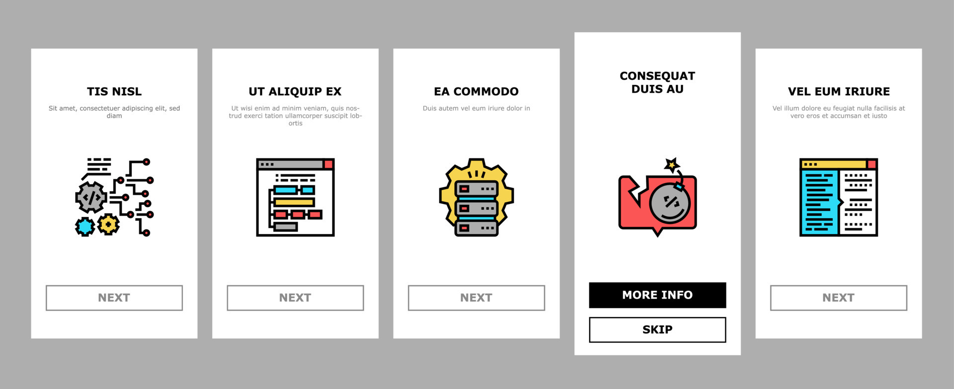 Dev Code Occupation Onboarding Icons Set Vector 9891046 Vector Art at ...