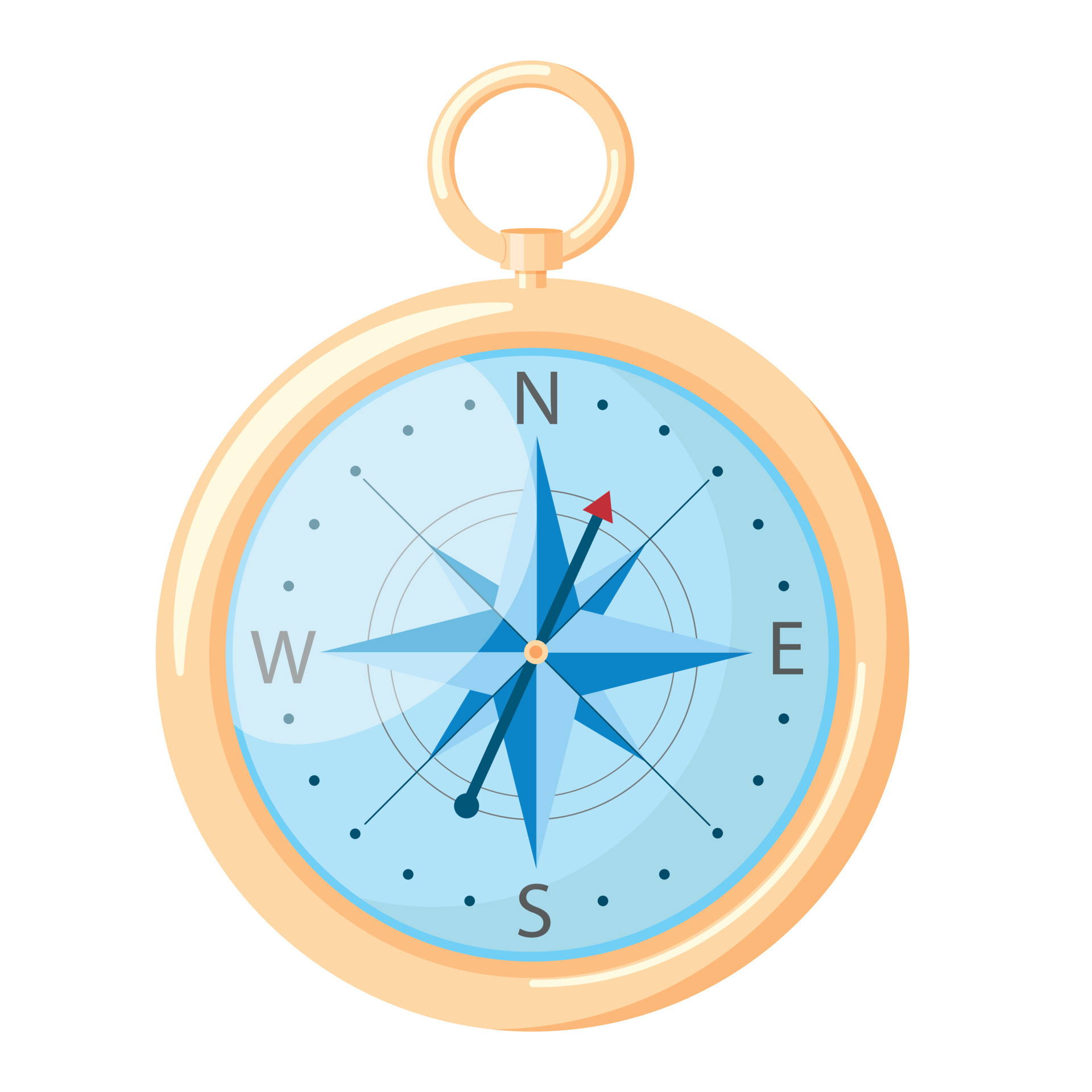 Gold Compass Isolated On White Background Compass Illustration In Flat Style Vector Icon