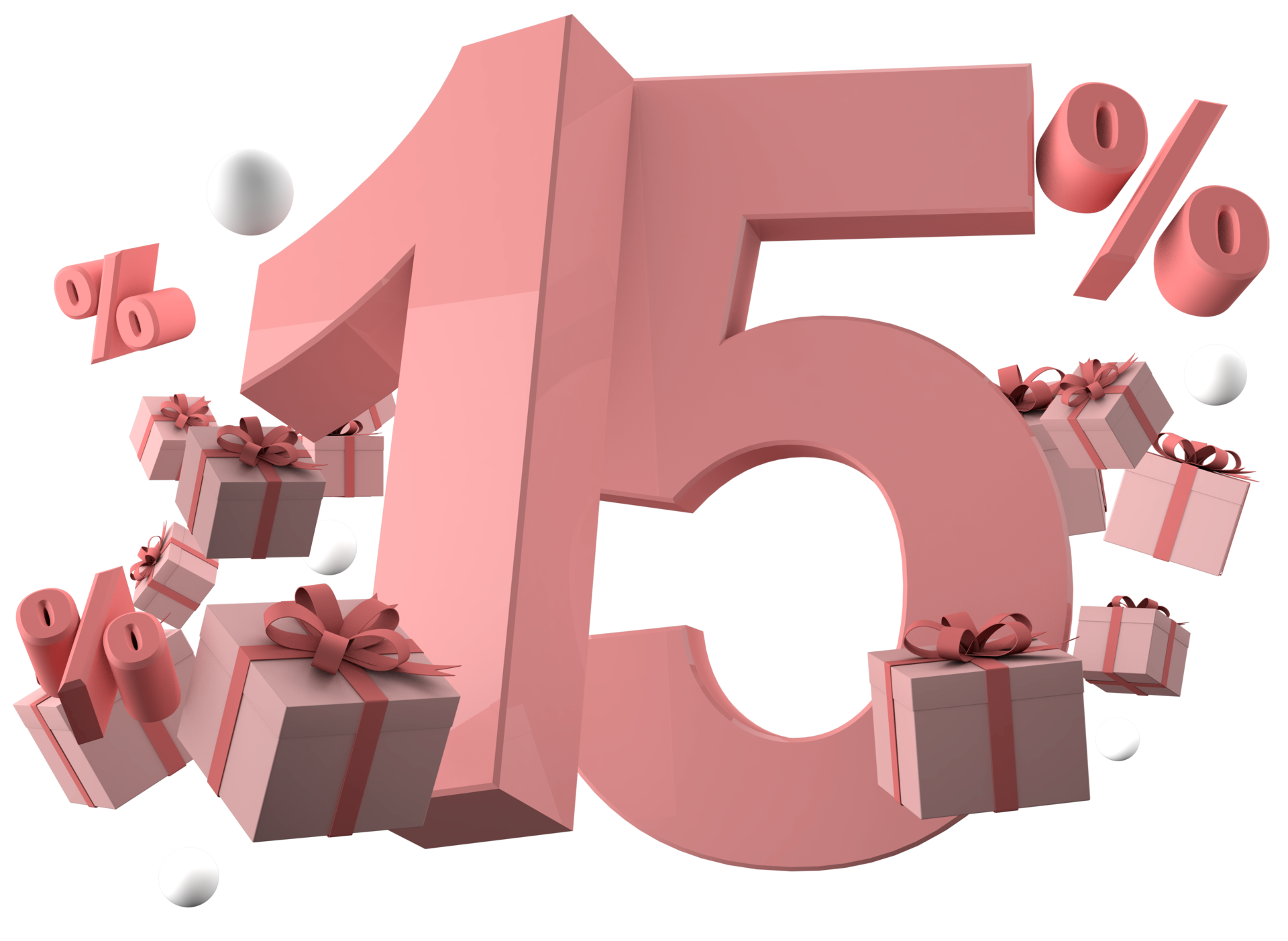Pink Sale 15 Percentage Off Promotion And Celebration With Gift Boxes