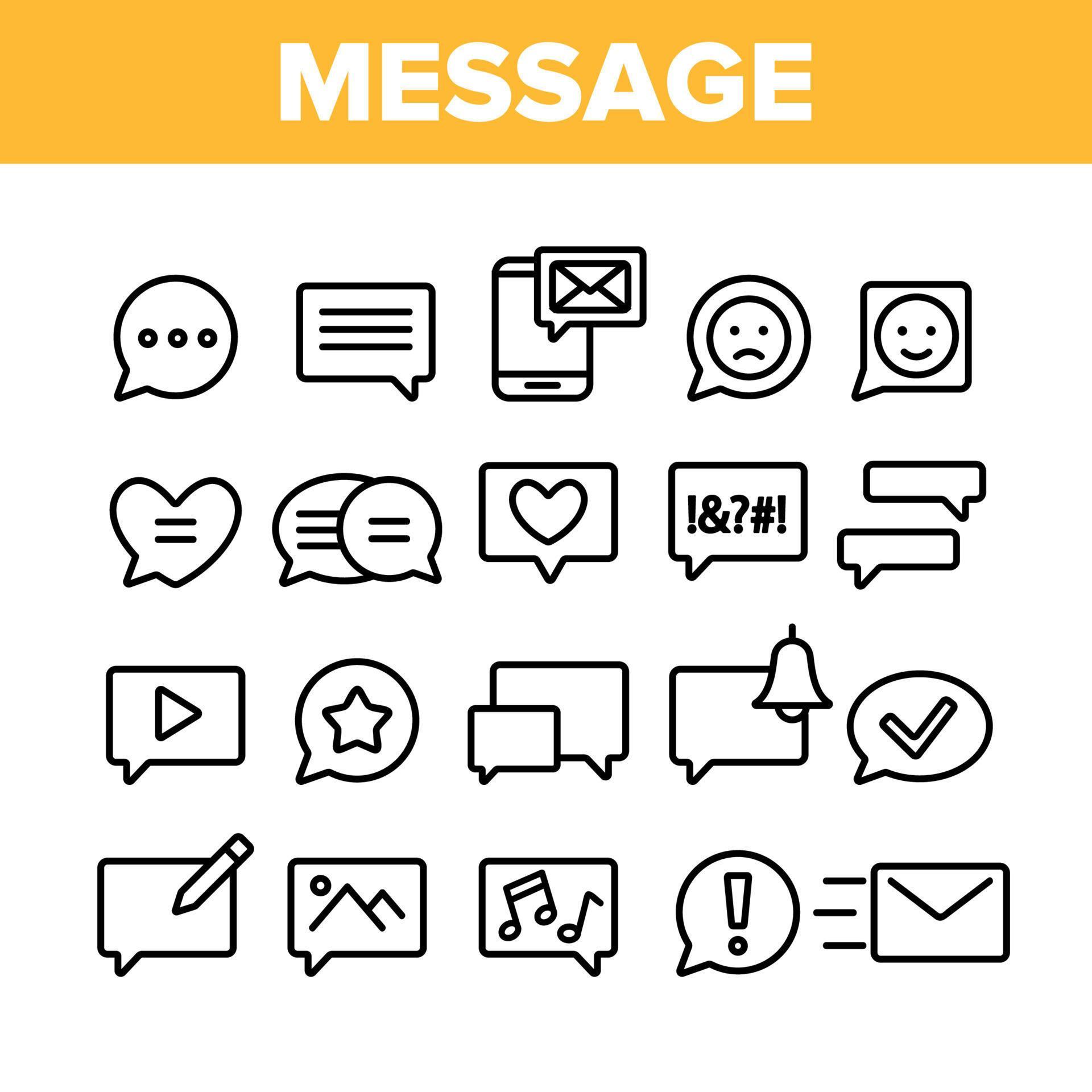 Collection Different SMS Message Icons Set Vector 9904798 Vector Art at ...