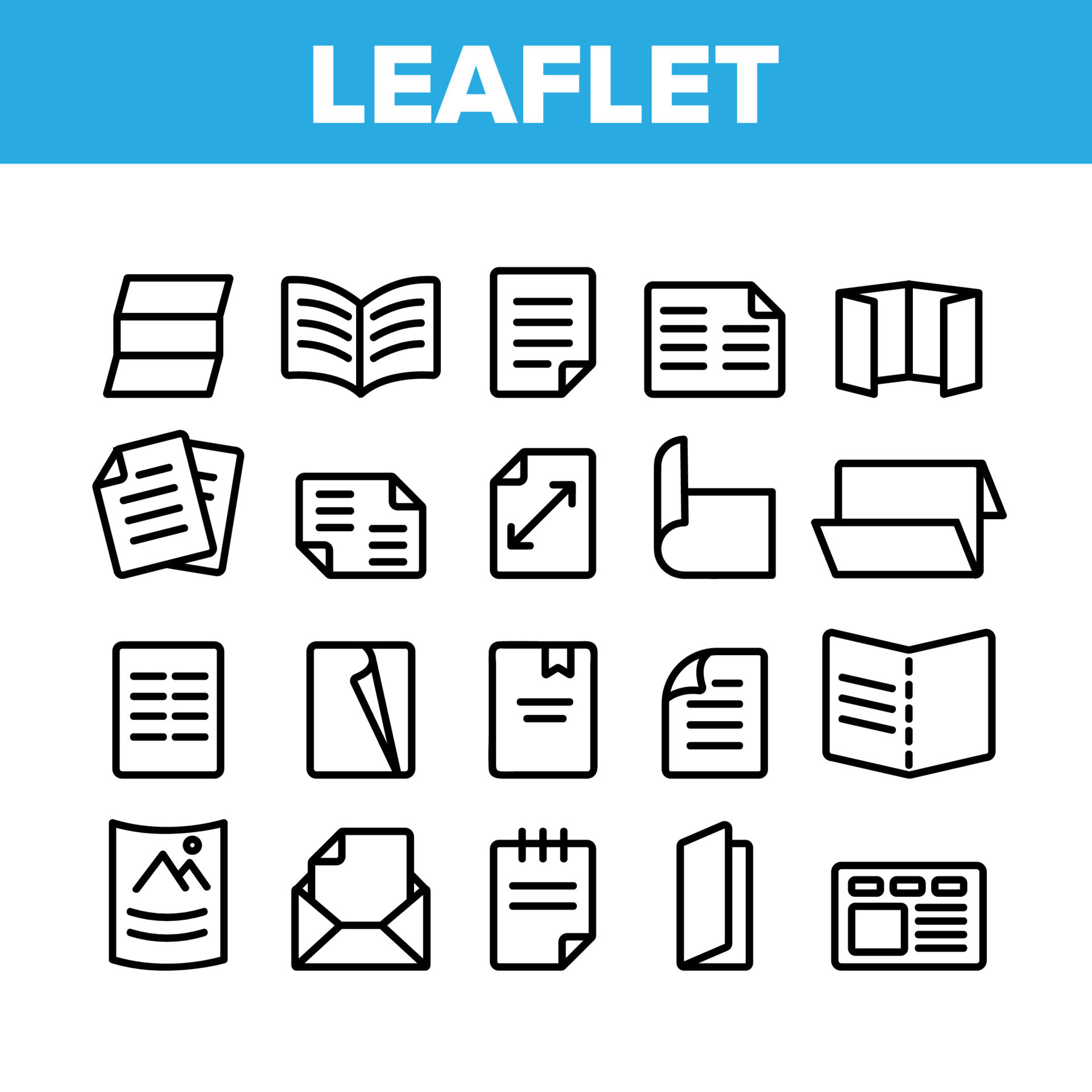 Leaflet Paper Collection Elements Icons Set Vector 9912581 Vector Art At Vecteezy