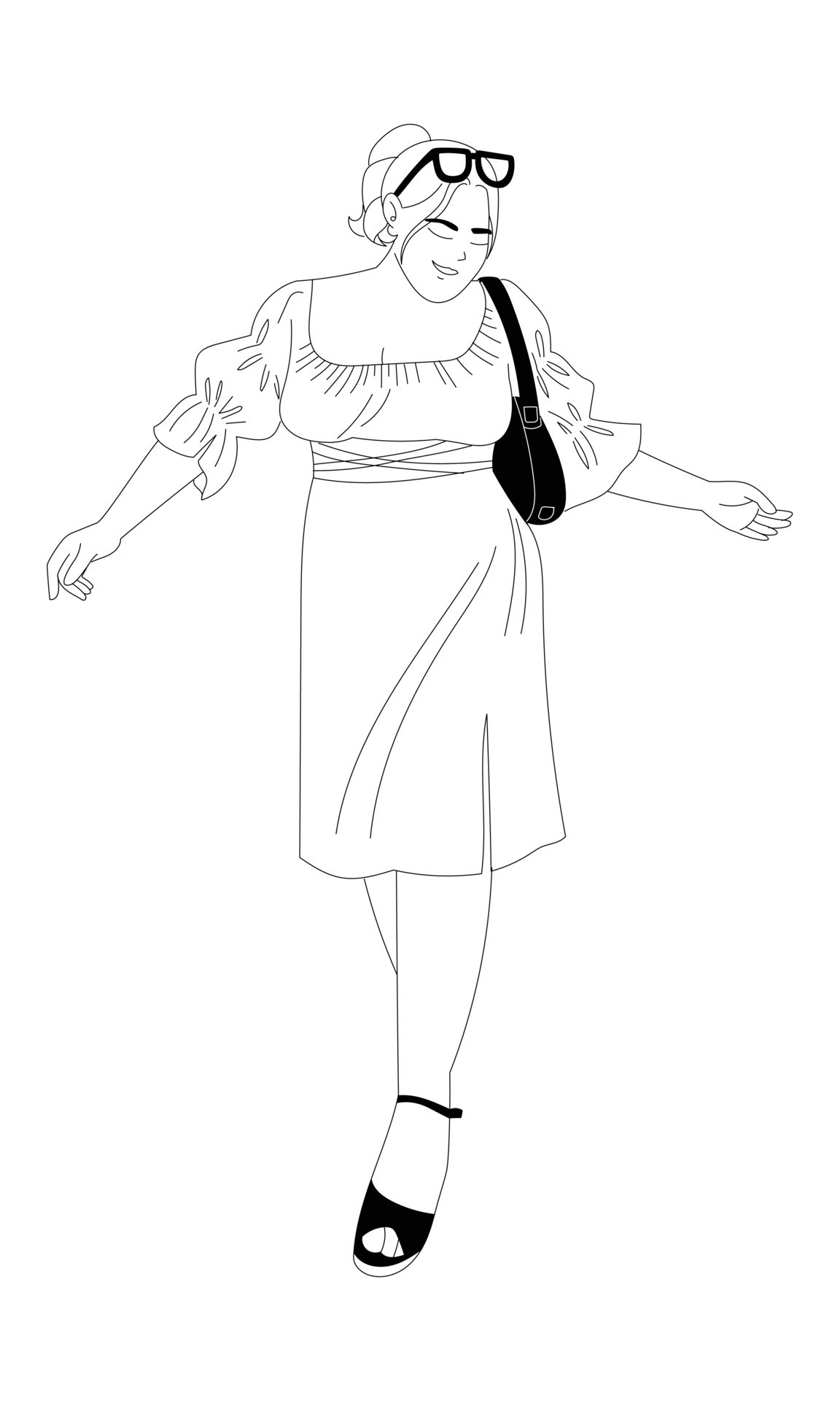 Woman Wearing Dress With Smiling Vector Illustration 9919540 Vector Art At Vecteezy