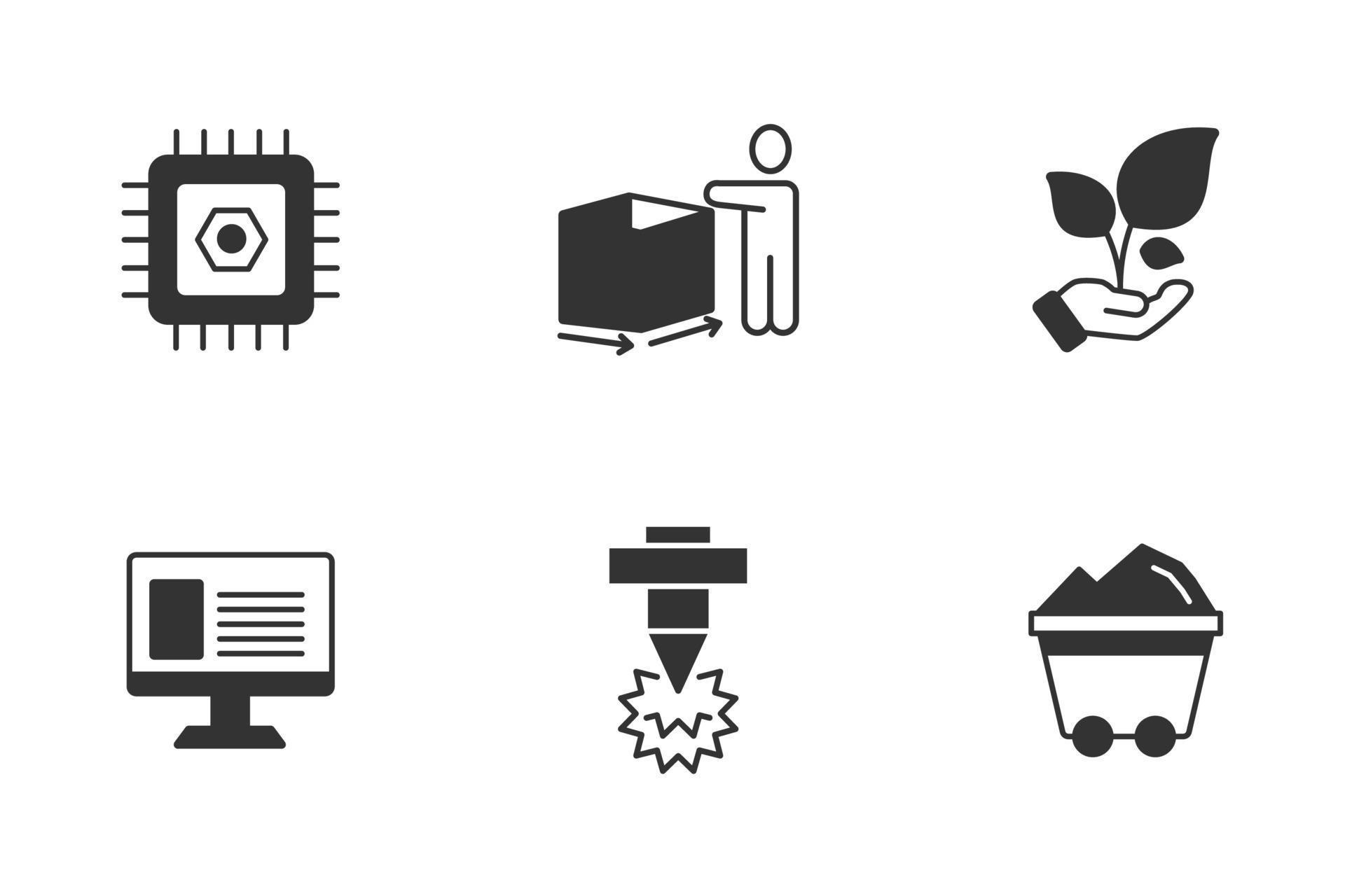 3D Printing concept rapid prototyping and additive manufacturing icons set . 3D Printing concept ...