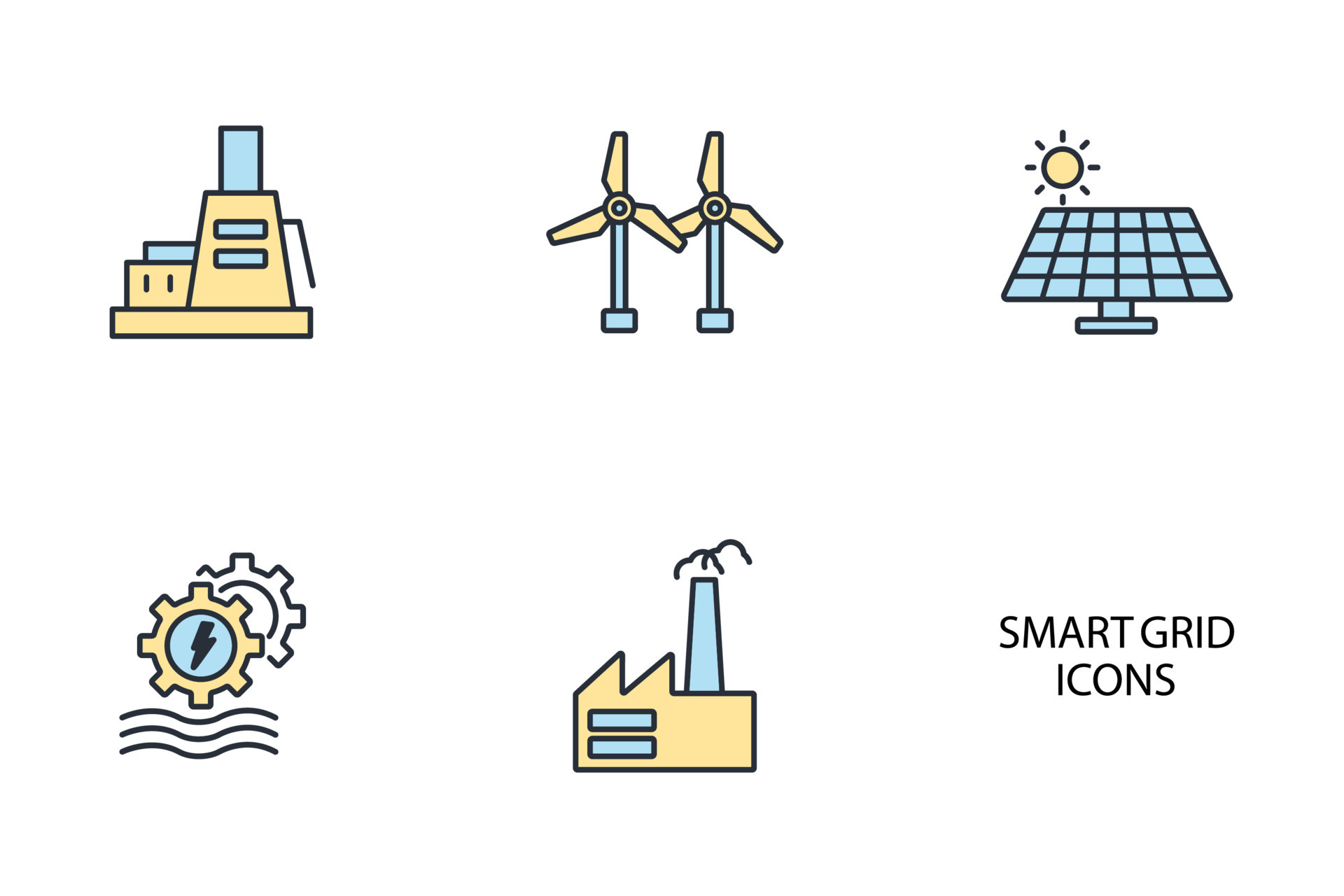 Smart Grid Network Icons Set Smart Grid Network Pack Symbol Vector Elements For Infographic