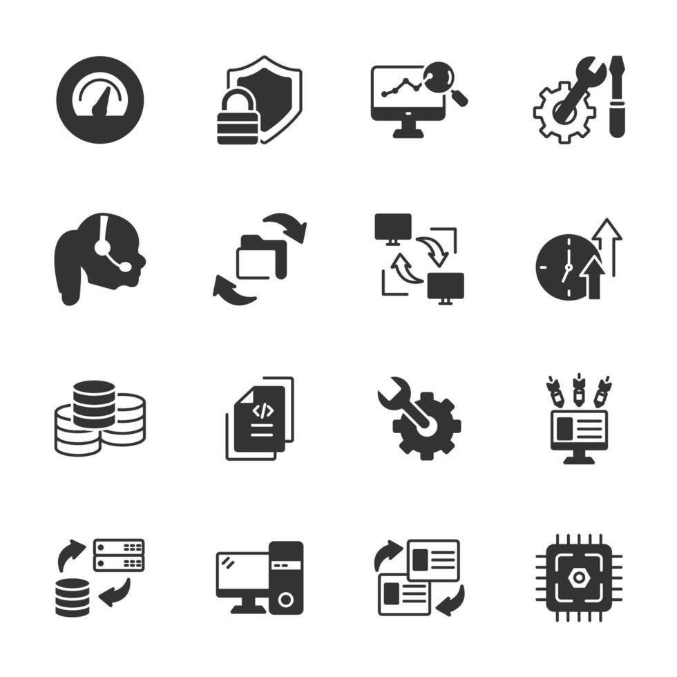 data center and hosting icons set . data center and hosting pack symbol ...