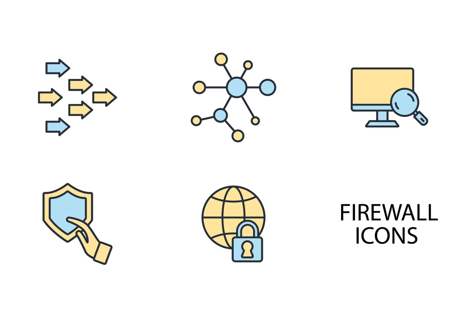 Firewall Computing Security Icons Set Firewall Computing Security Pack Symbol Vector Elements
