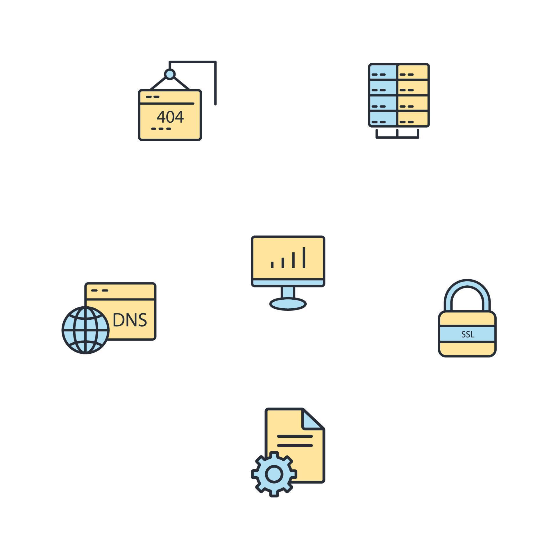 data center and hosting icons set . data center and hosting pack symbol ...