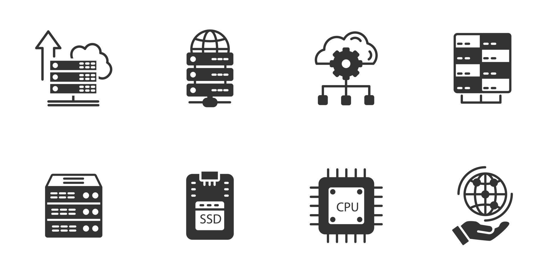 data center and hosting icons set . data center and hosting pack symbol ...
