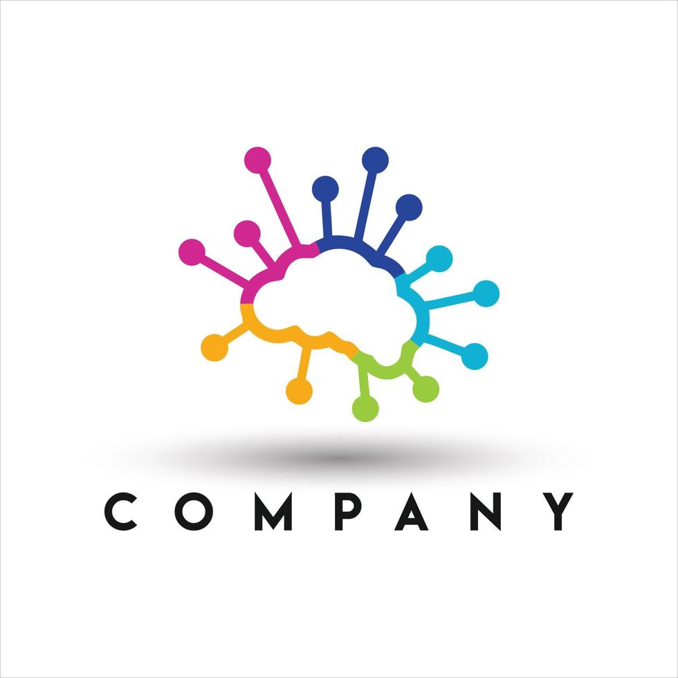 logotipo del cerebro creativo. logotipo de inteligencia artificial del ...