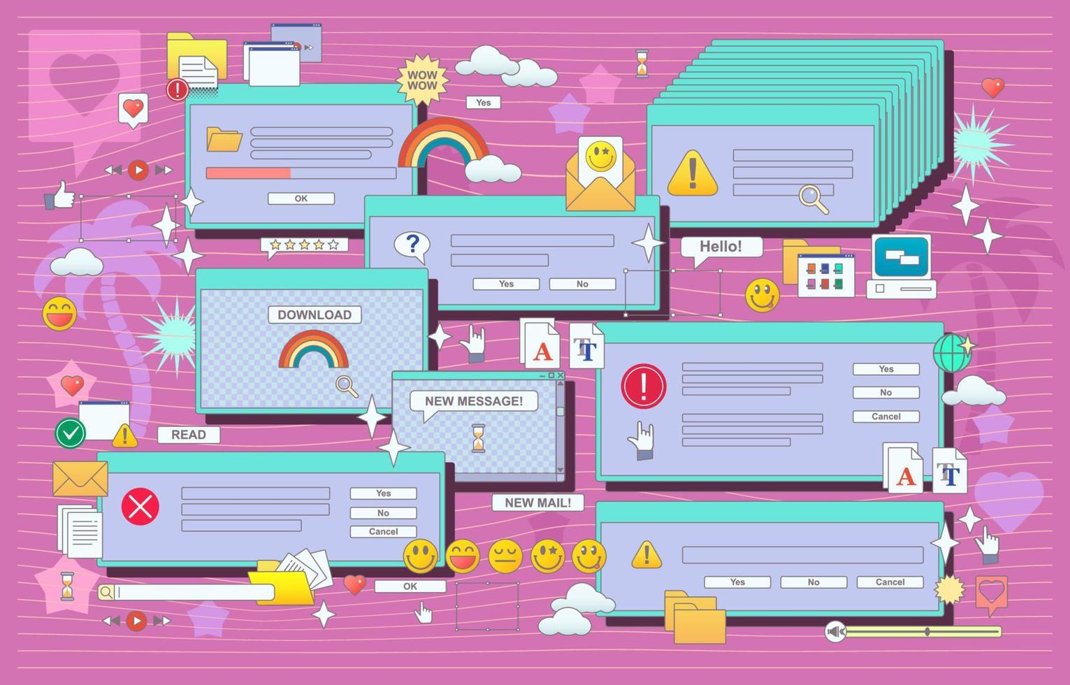 Vaporwave 90s retro browser computer windows. Vaporware UX, UI. Vector ... Vaporwave 90s retro browser computer windows. Vaporware UX, UI. Vector ...