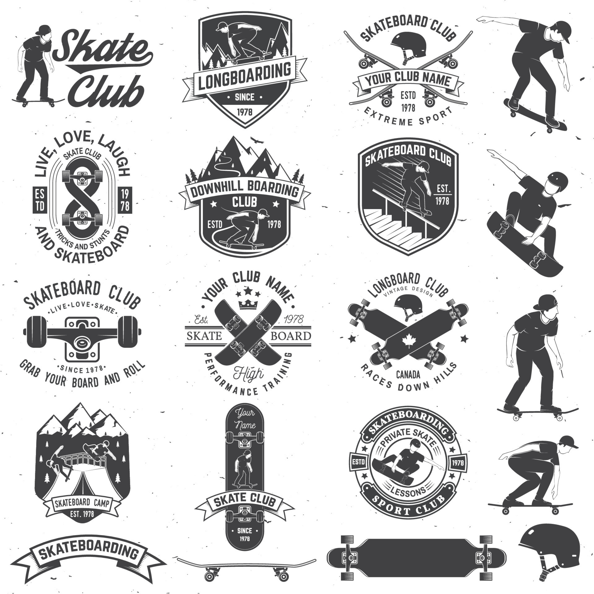 Set of Skateboard and longboard club badges. Vector illustration ...