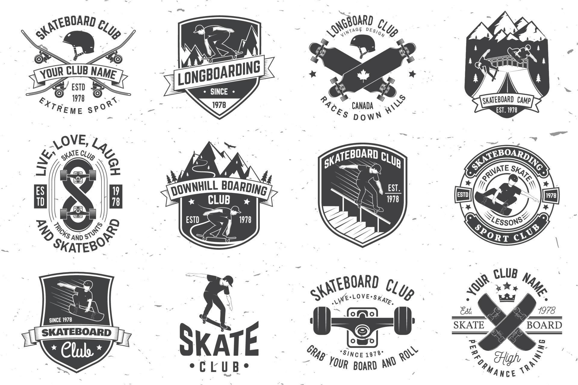 Set of Skateboard and longboard club badges. Vector illustration ...
