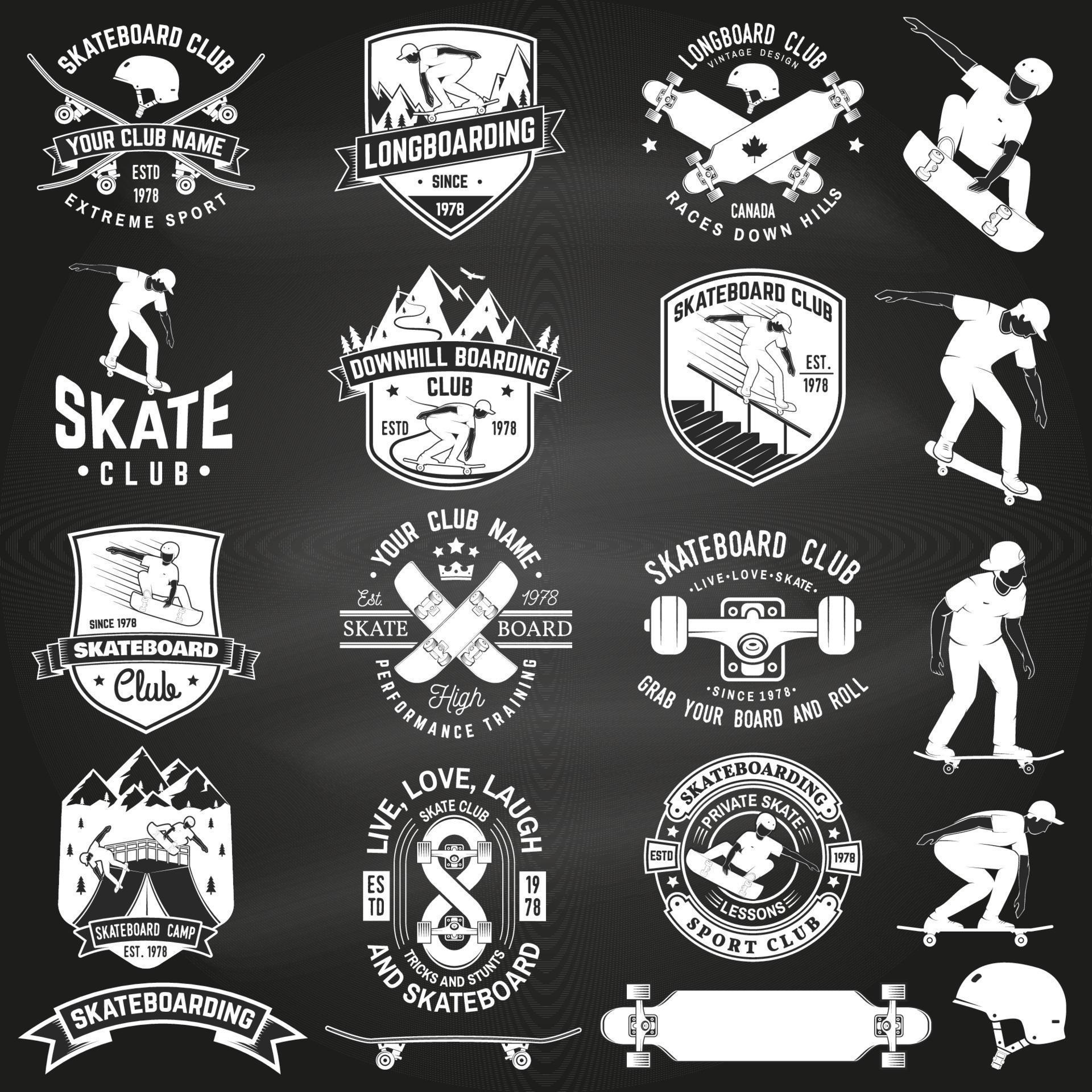 Set of Skateboard and longboard club badges. Vector illustration ...