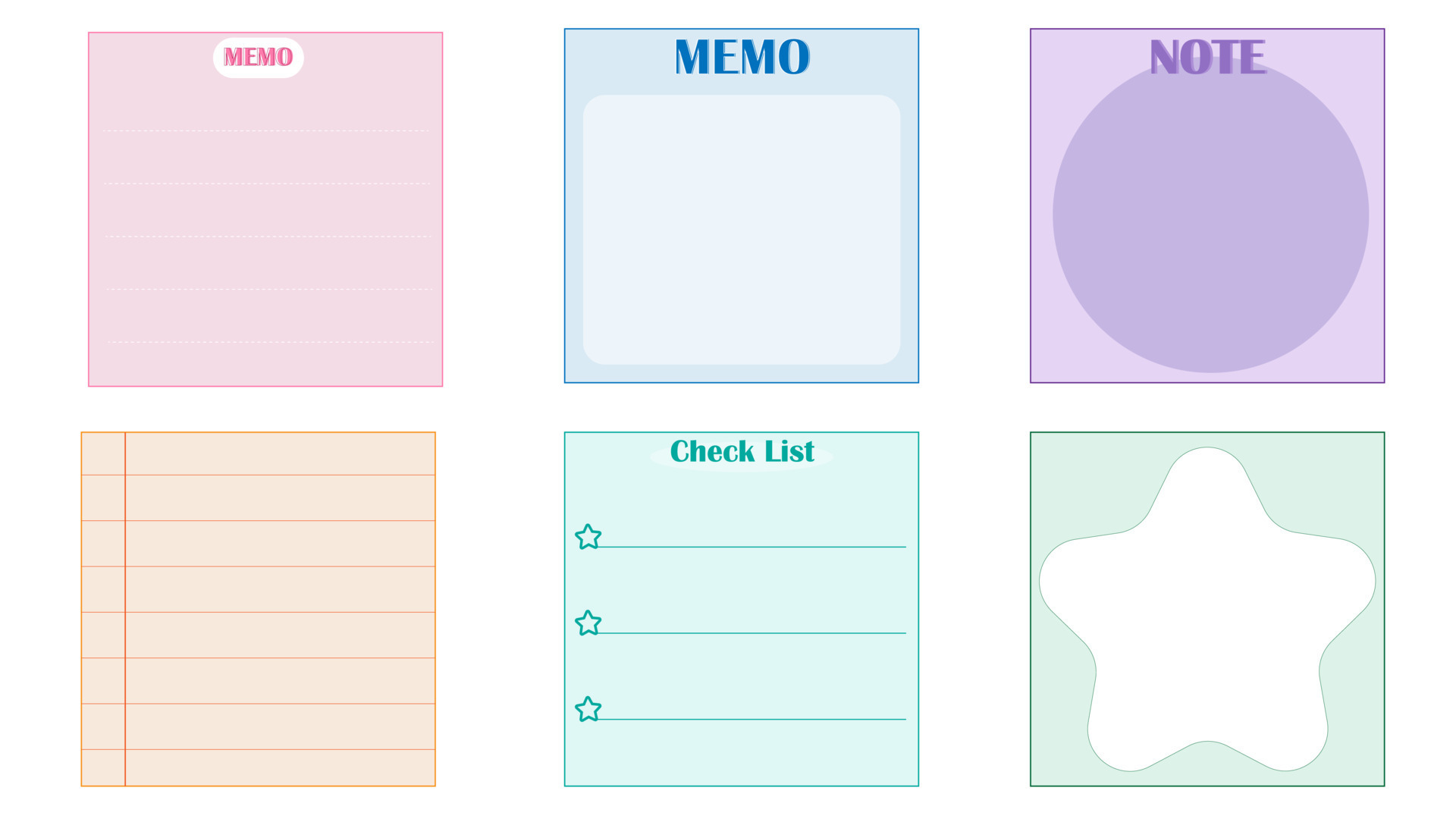 Set Of The Cute Colorful Notepad Memo Planner Reminder Journal