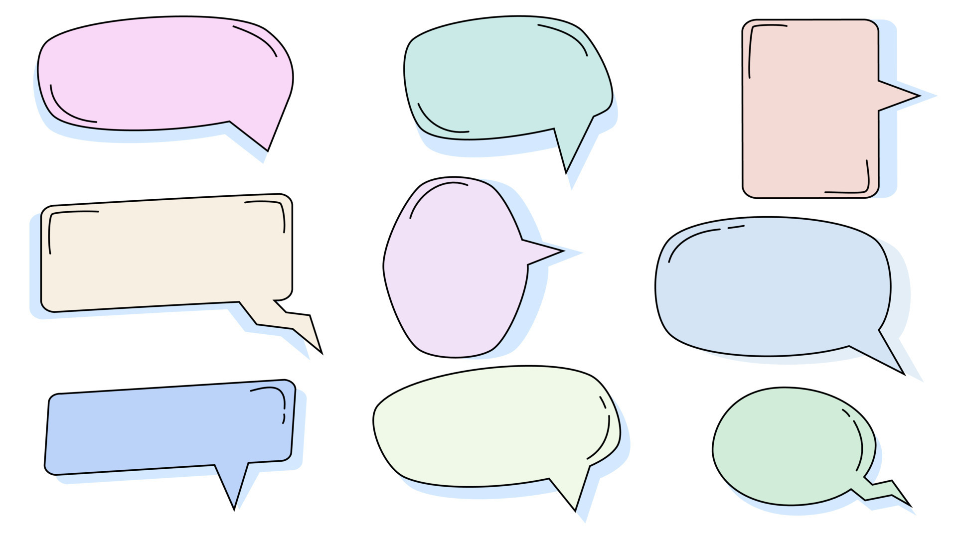set of the blank speech bubble, conversation box, message box, frame ...