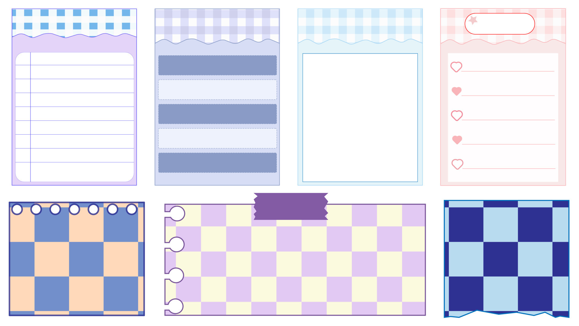 Collection Set Of The Cute Aesthetic Checkerboard Paper Notepad Memo Planner Note And
