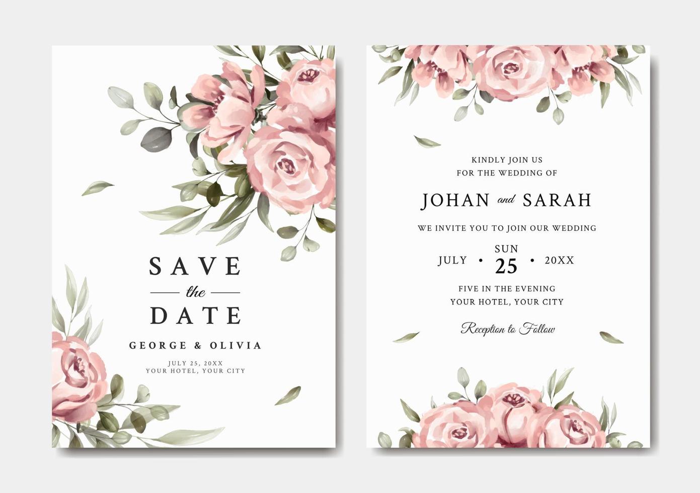hermosa plantilla de invitación de boda con flores rosas 9925920 Vector ... hermosa plantilla de invitación de boda con flores rosas 9925920 Vector ...