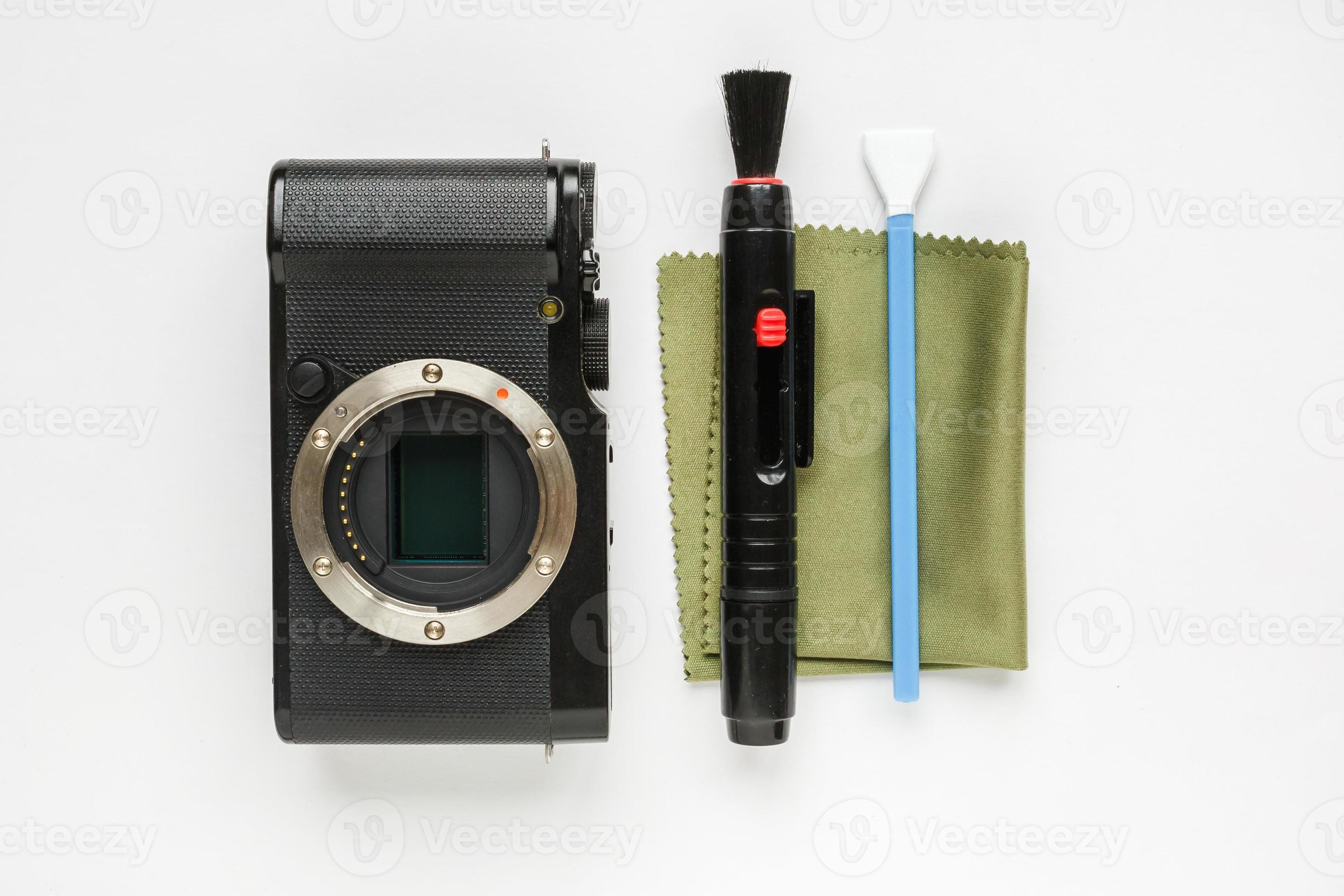 professional tools for digital APS-C dirty camera matrix sensor cleaning on white background ...