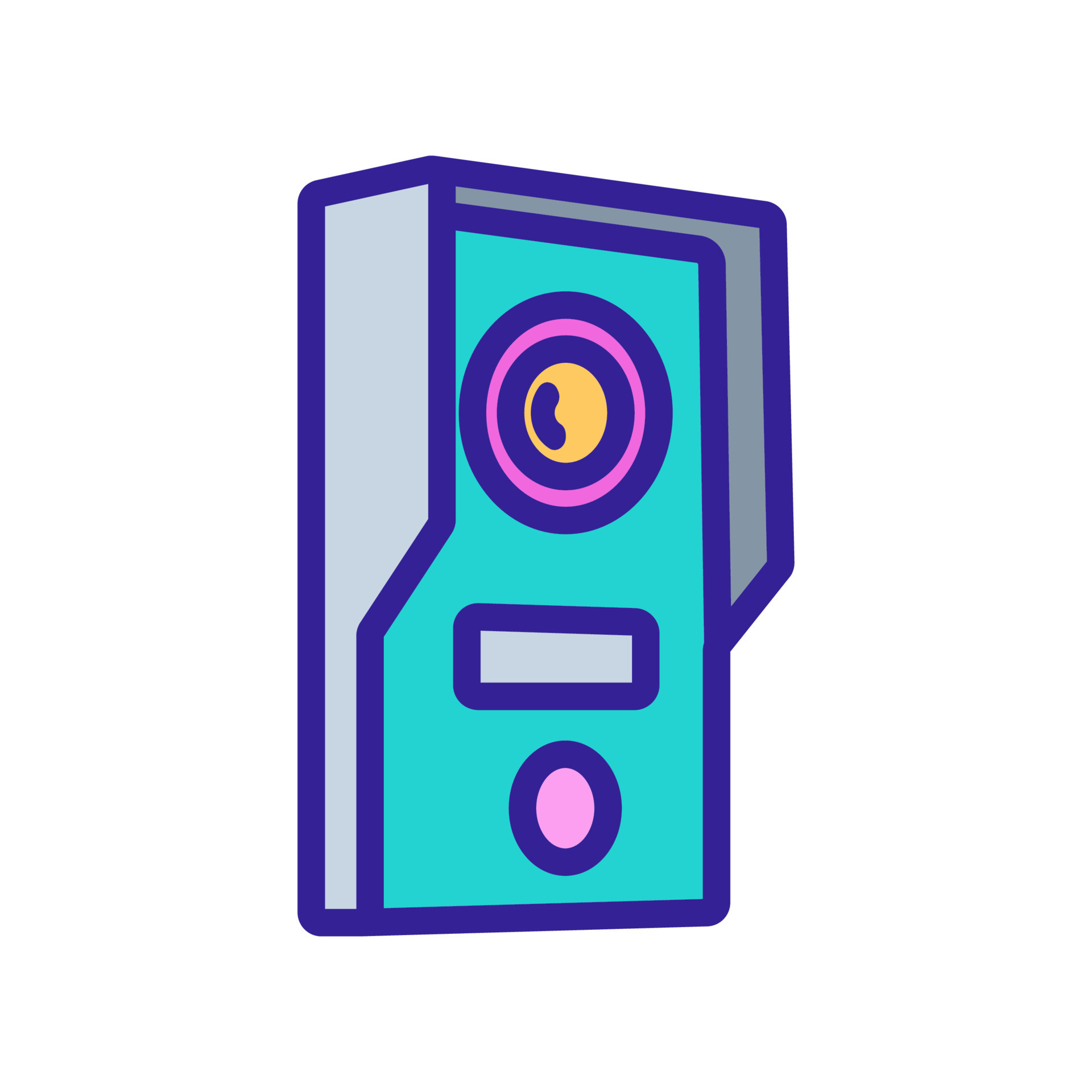 Intercom With Button And Camera Icon Vector Outline Illustration