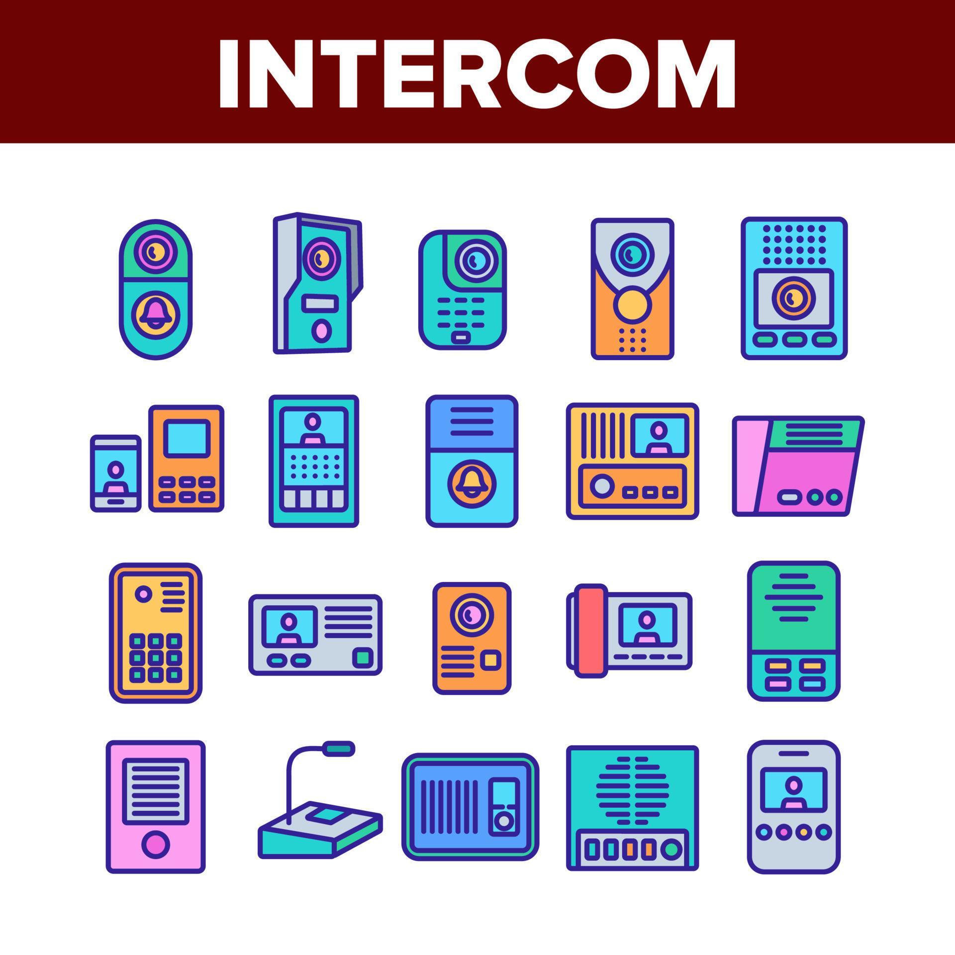 Intercom Communication Collection Icons Set Vector 9928475 Vector Art ...