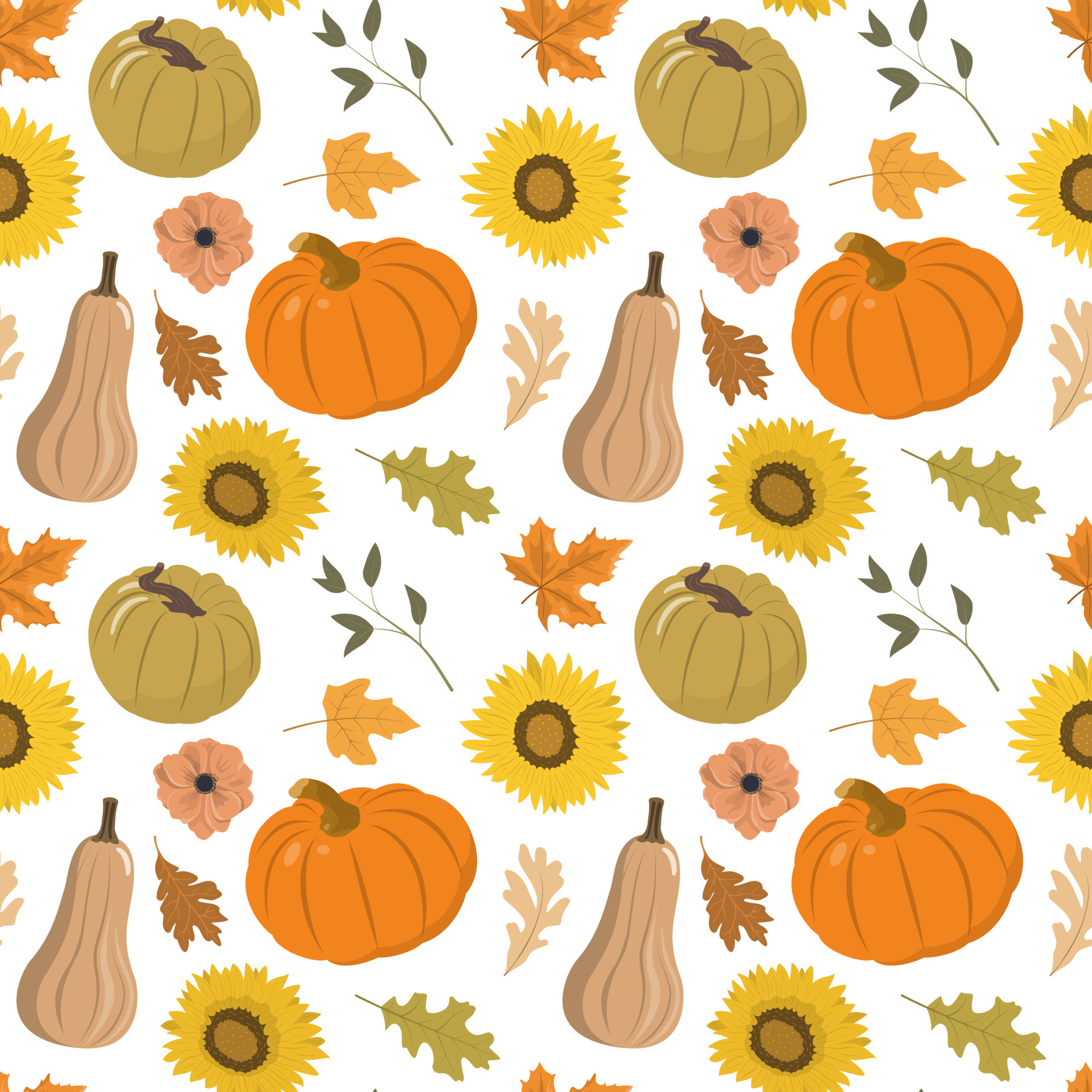 Fall Leaves And Pumpkins Desktop Background
