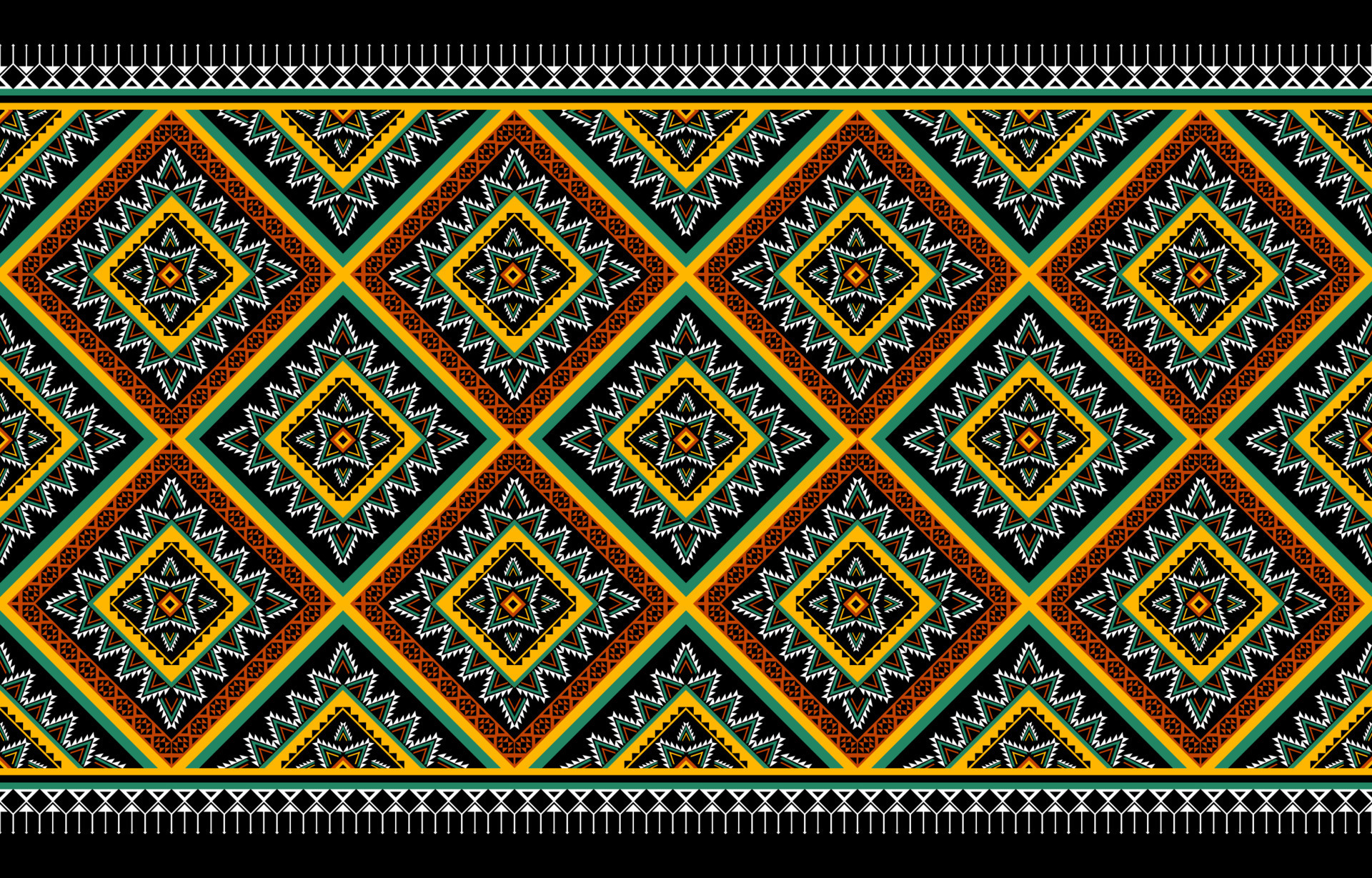 Ethnic Seamless Pattern Flower Decoration Traditional Tribal Style