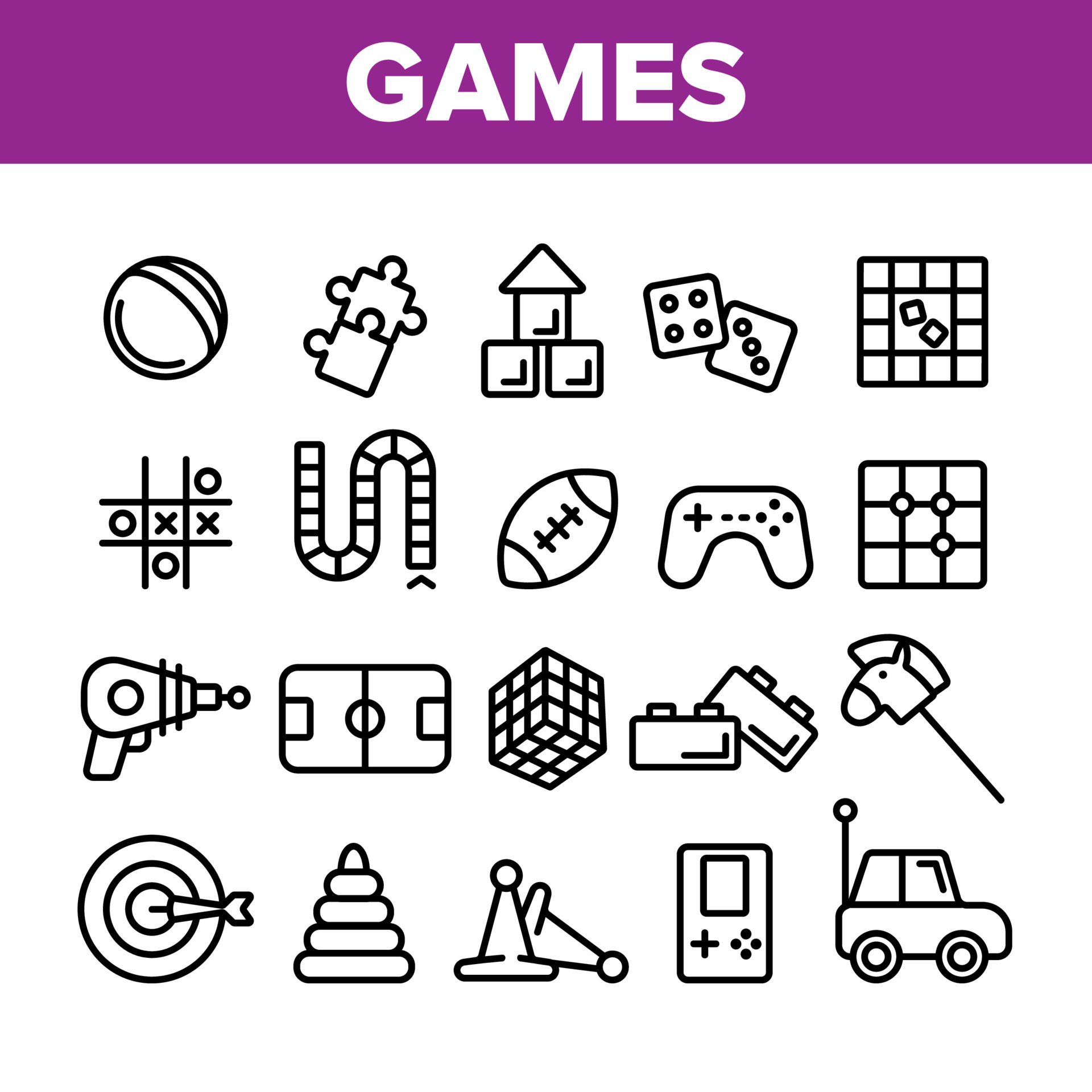 Interactive Kids Games Vector Thin Line Icons Set 9936488 Vector Art at ...