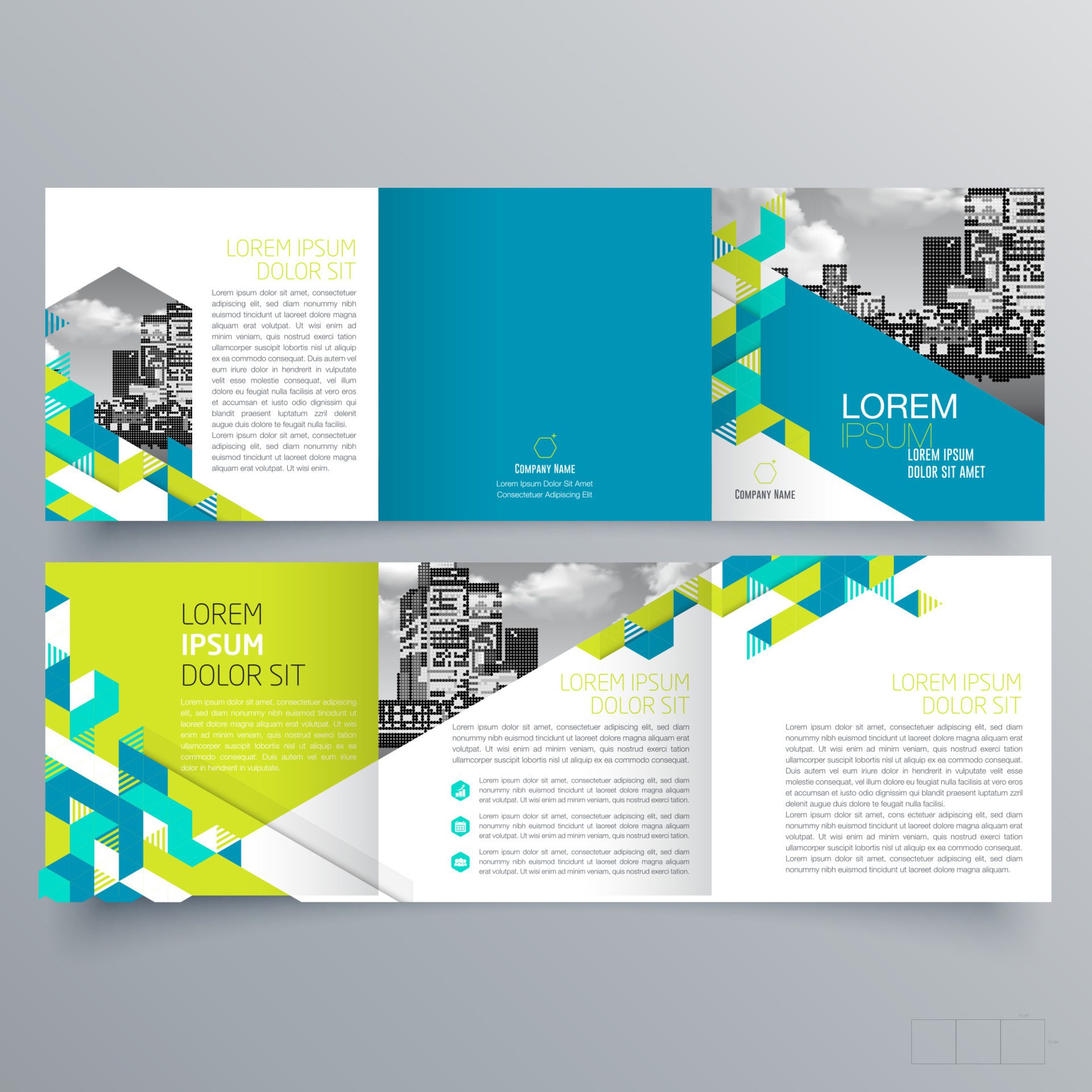 Tri-fold brochure template Minimalistic geometric design for corporate and business. Creative ...