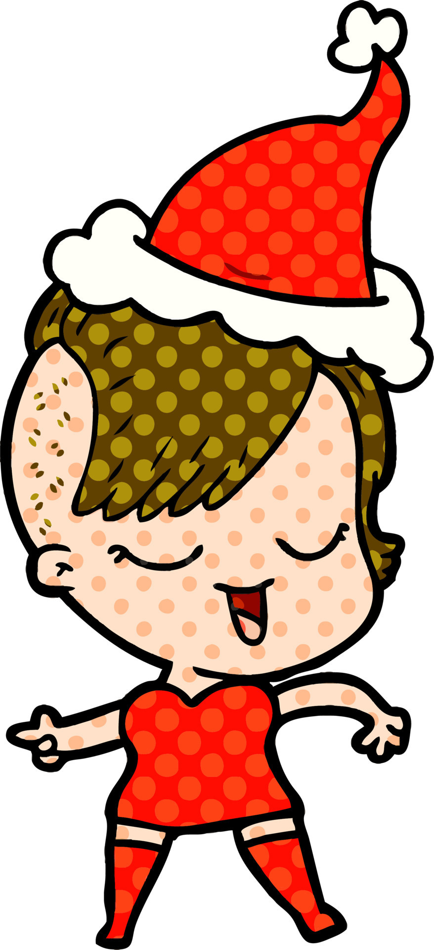 happy comic book style illustration of a girl wearing santa hat 9941632 ...