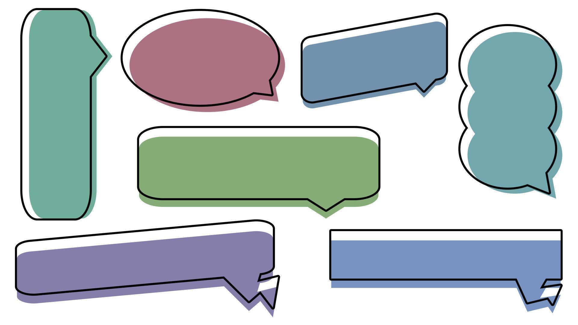 Set Of Blank Abstract Colorful Speech Bubble Conversation Box Chatbox