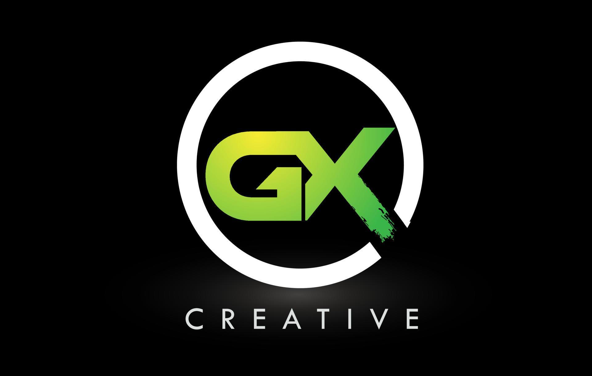 GX Green White Brush Letter Logo Design. Creative Brushed Letters Icon Logo. 9951569 Vector Art ...