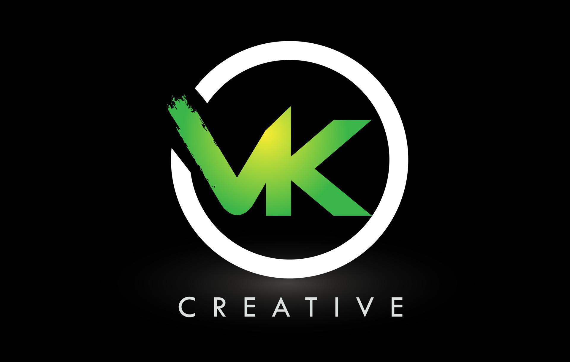 VK Green White Brush Letter Logo Design. Creative Brushed Letters Icon Logo. 9951570 Vector Art ...